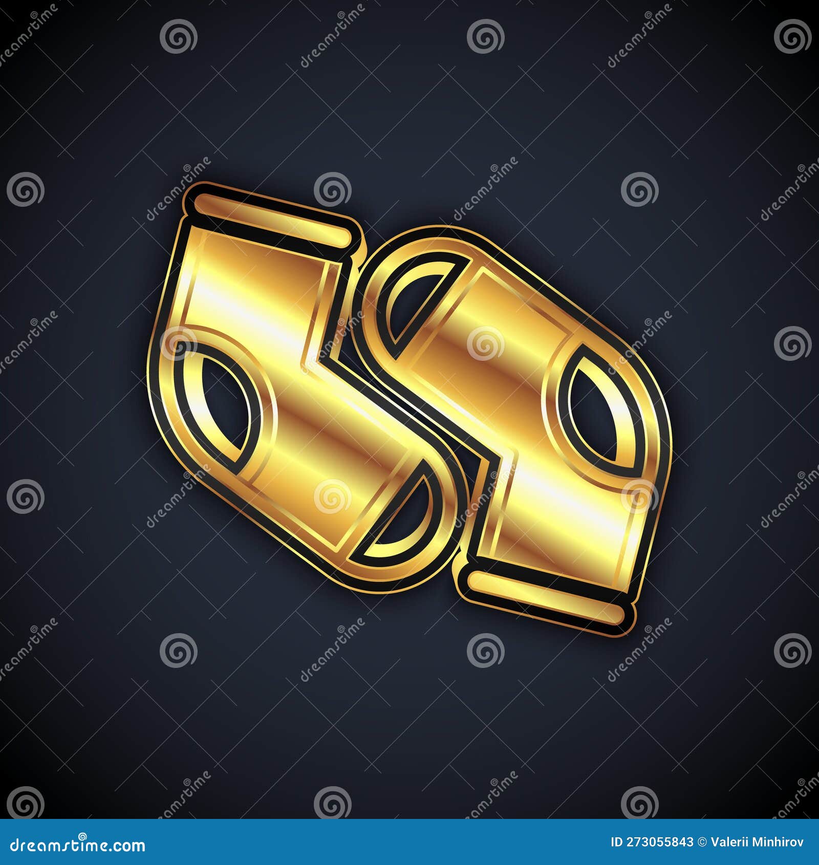 Gold Socks Icon Isolated On Black Background Vector Stock Illustration