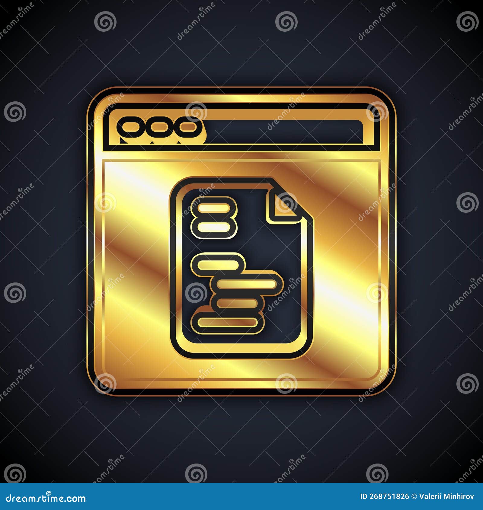 Gold Software Web Developer Programming Code Icon Isolated On Black Background Javascript