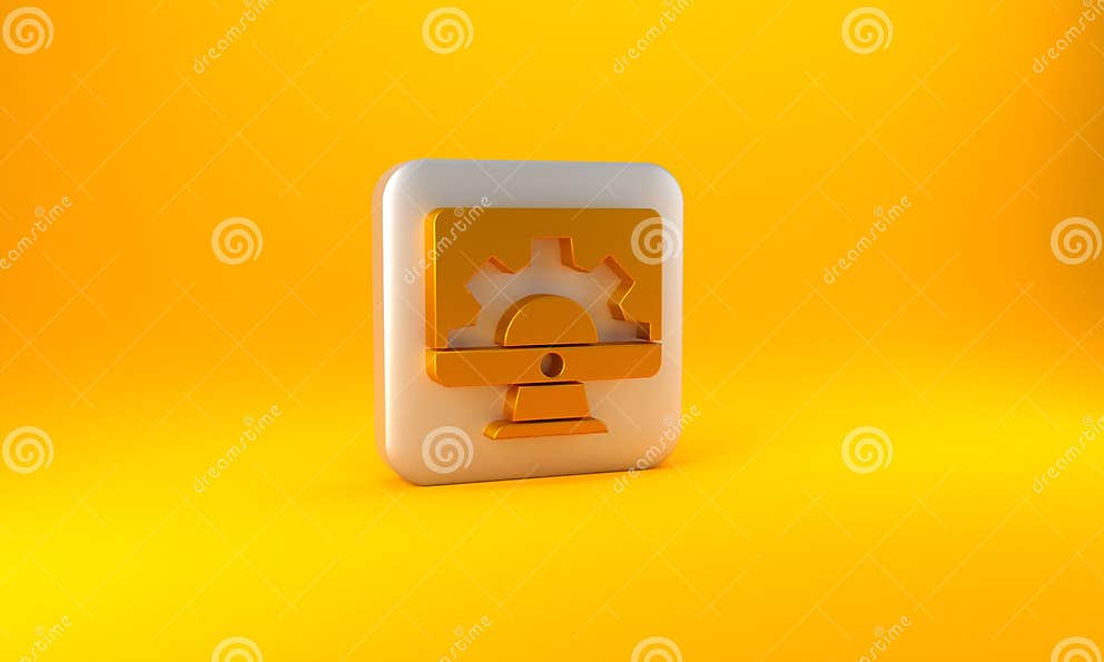 Gold Software, Web Development, Programming Concept Icon Isolated on Yellow Background ...