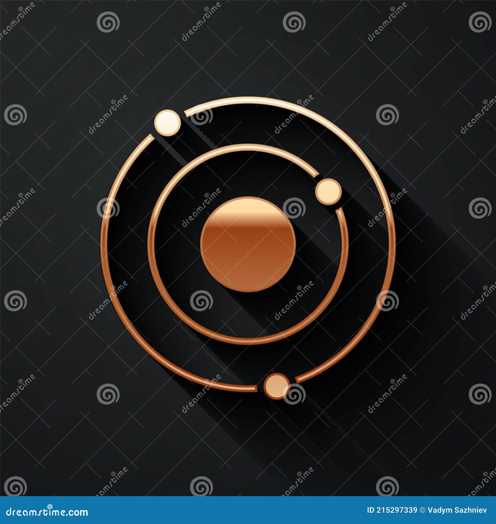 Gold Solar System Icon Isolated on Black Background. the Planets ...