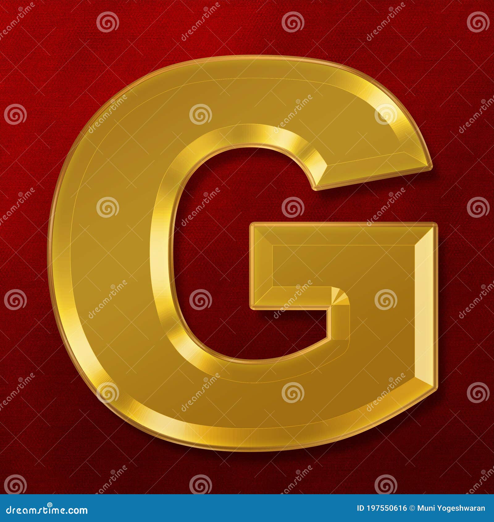 Gold Solid Alphabet Letter G Collection. 3D Rendering Stock ...