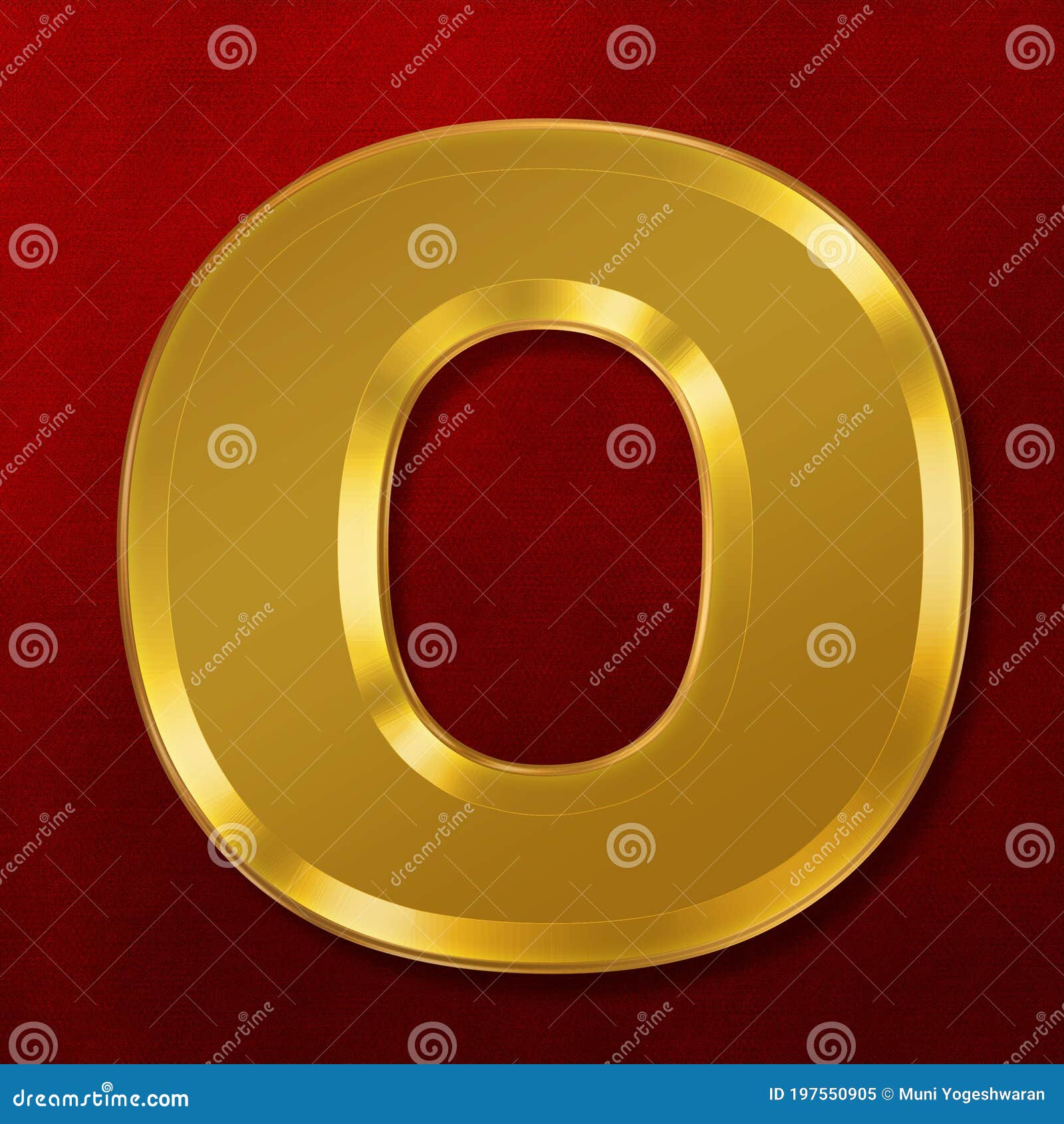 Gold Solid Alphabet Letter O Collection. 3D Rendering Stock ...