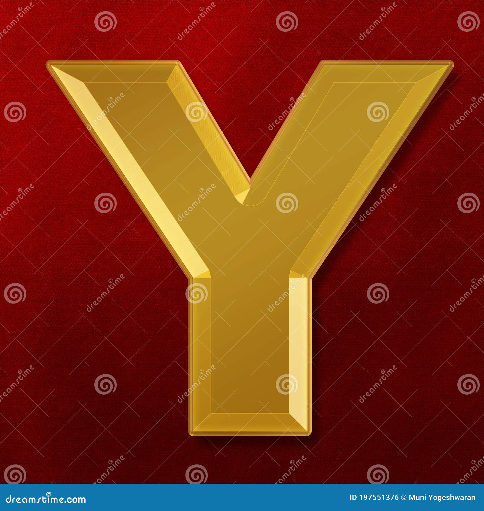 Gold Solid Alphabet Letter Y Collection. 3D Rendering Stock ...
