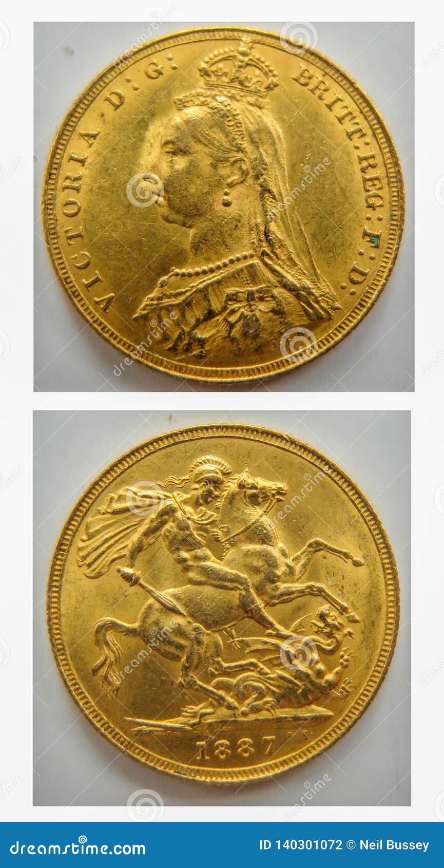 Gold Sovereign Coin 1887, 3 Stock Photo - Image of coinage, golden ...