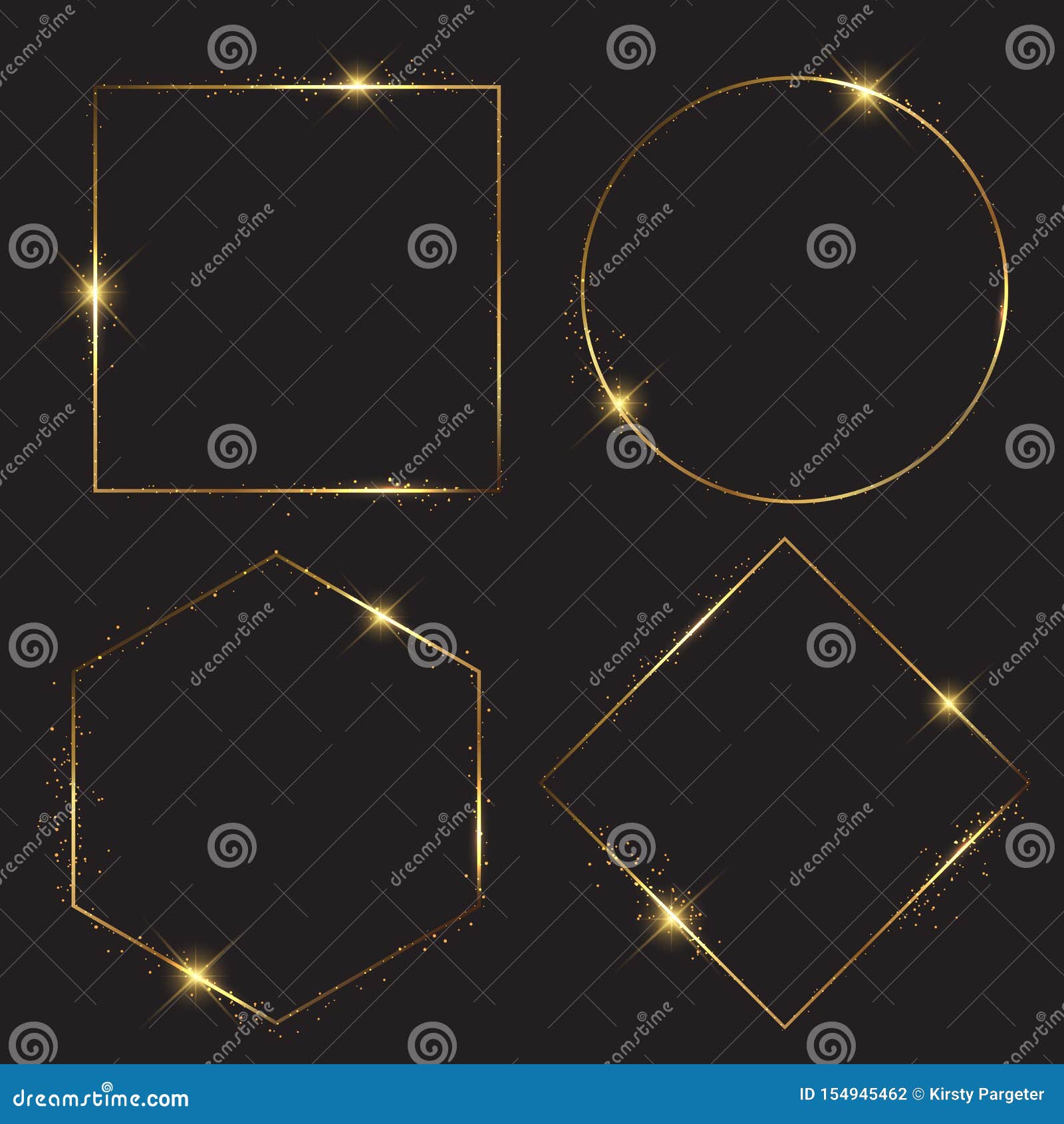 Gold Sparkle Frames Collection Stock Illustration - Illustration of ...
