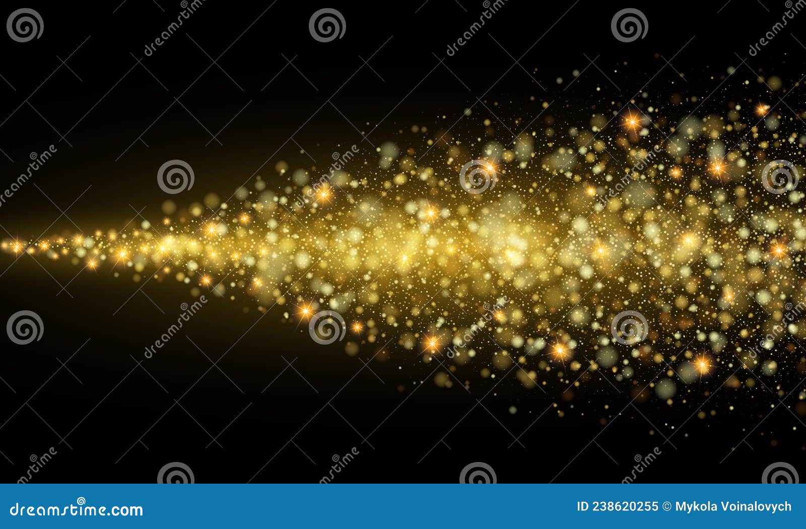 Gold Sparkles on Dark Abstract Background, Golden Dust Stream, Design ...