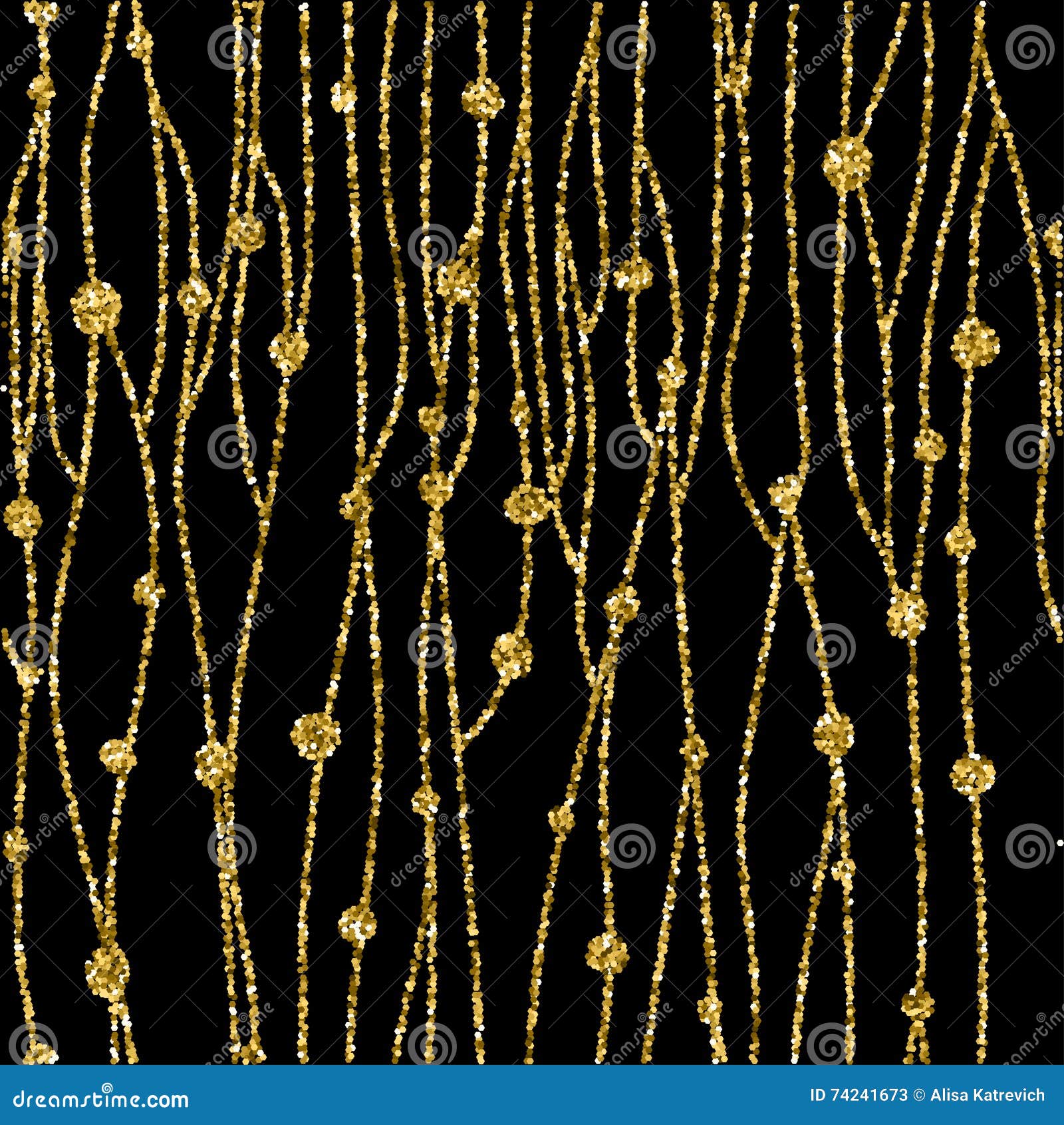 Gold Sparkley Hand Drawn Pattern. Vector Illustration Stock Vector ...