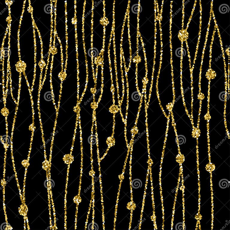 Gold Sparkley Hand Drawn Pattern. Vector Illustration Stock Vector ...