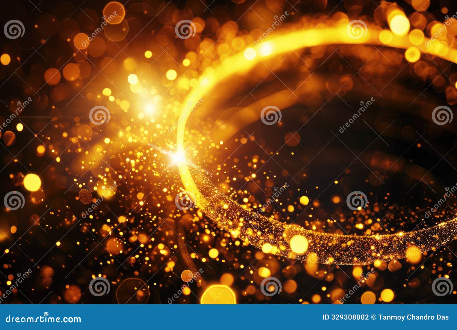 Gold Sparkling Light Circle with Shimmering Particles with Glare Flare ...
