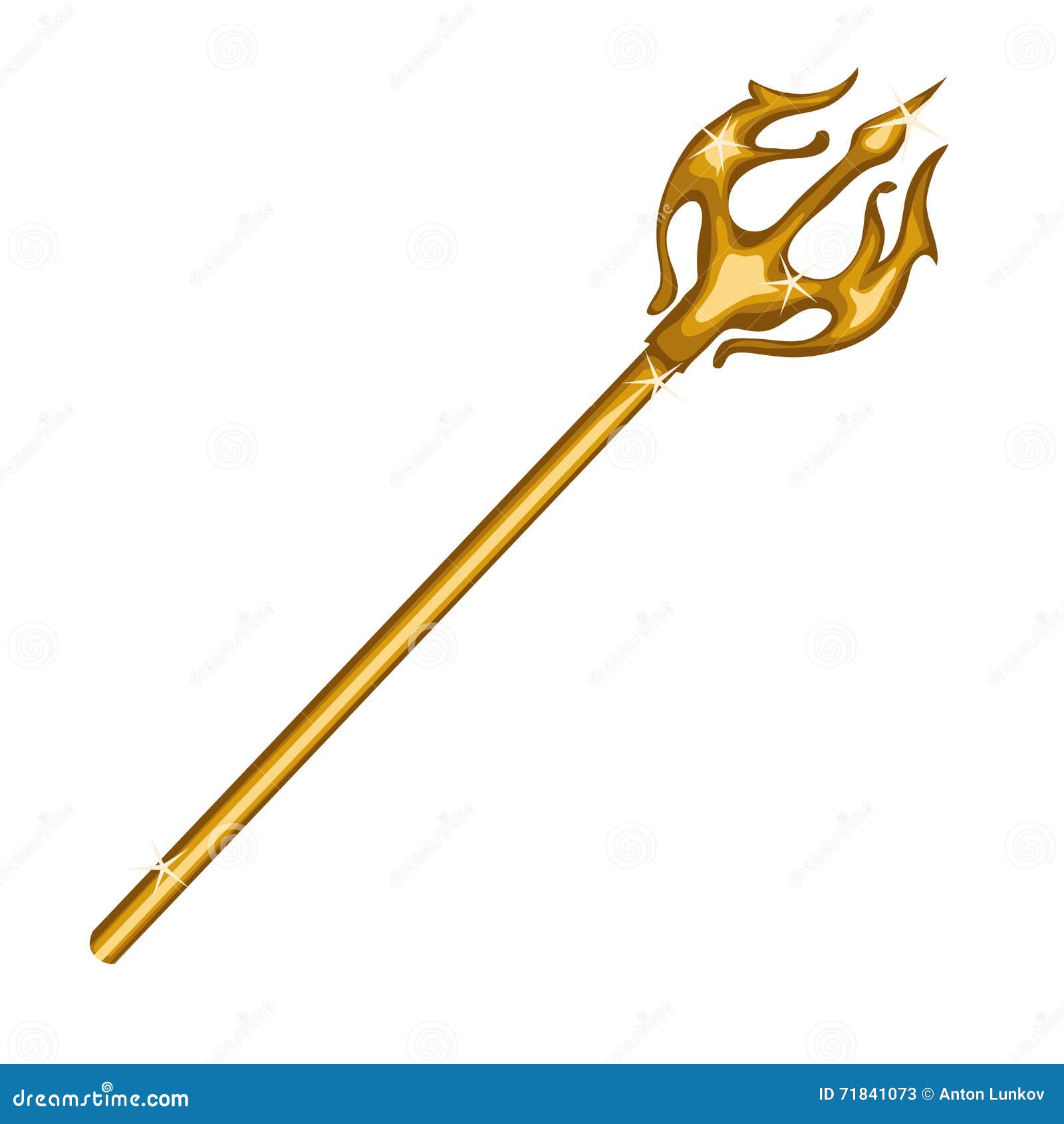Gold Sparkling Trident Closeup on White Background Stock Vector ...