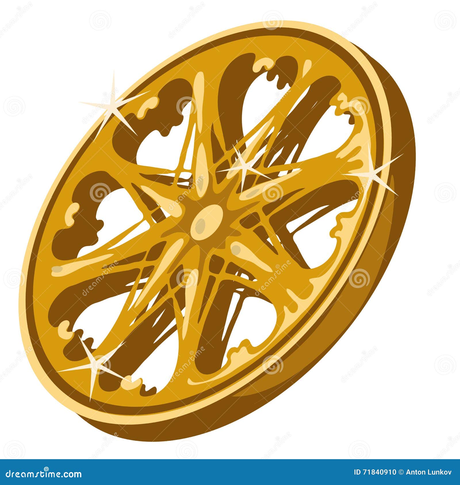 Gold Sparkling Wheel Closeup on White Background Stock Vector ...