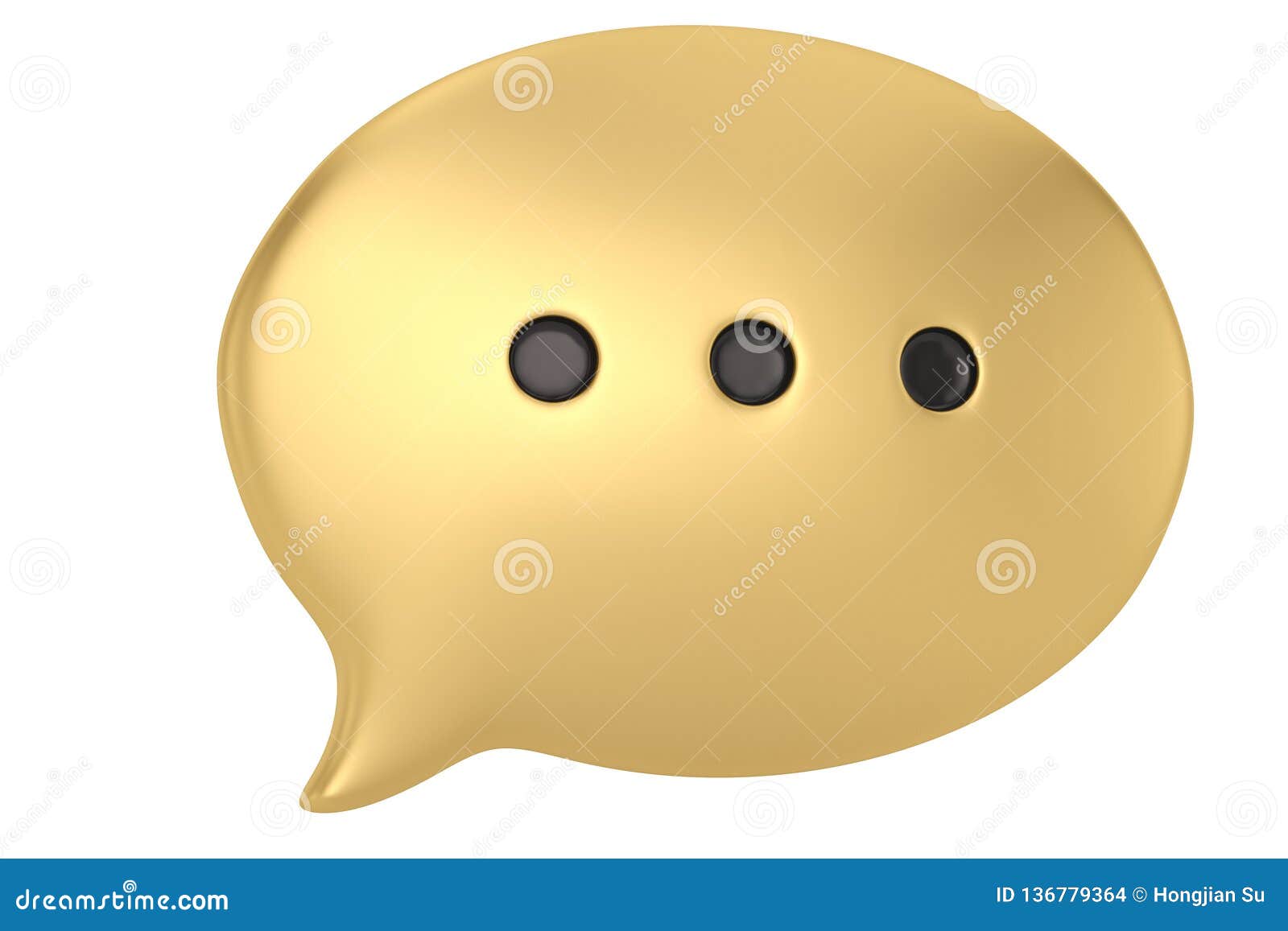 Gold Speech Bubble Isolated On White Background. 3D Illustration Stock ...
