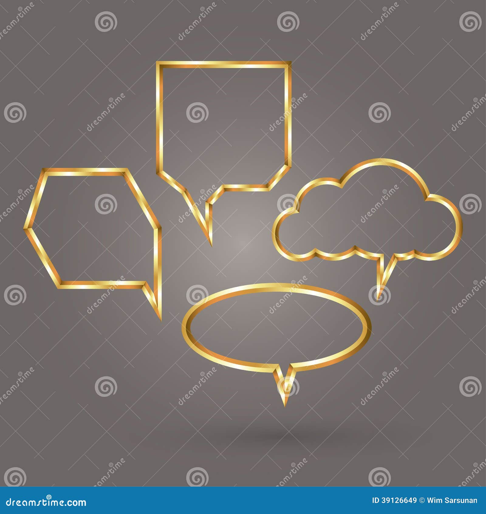 Gold speech bubbles symbol stock vector. Illustration of internet ...