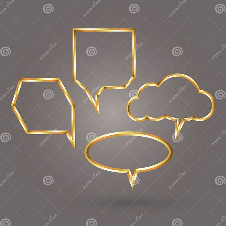Gold speech bubbles symbol stock vector. Illustration of internet ...