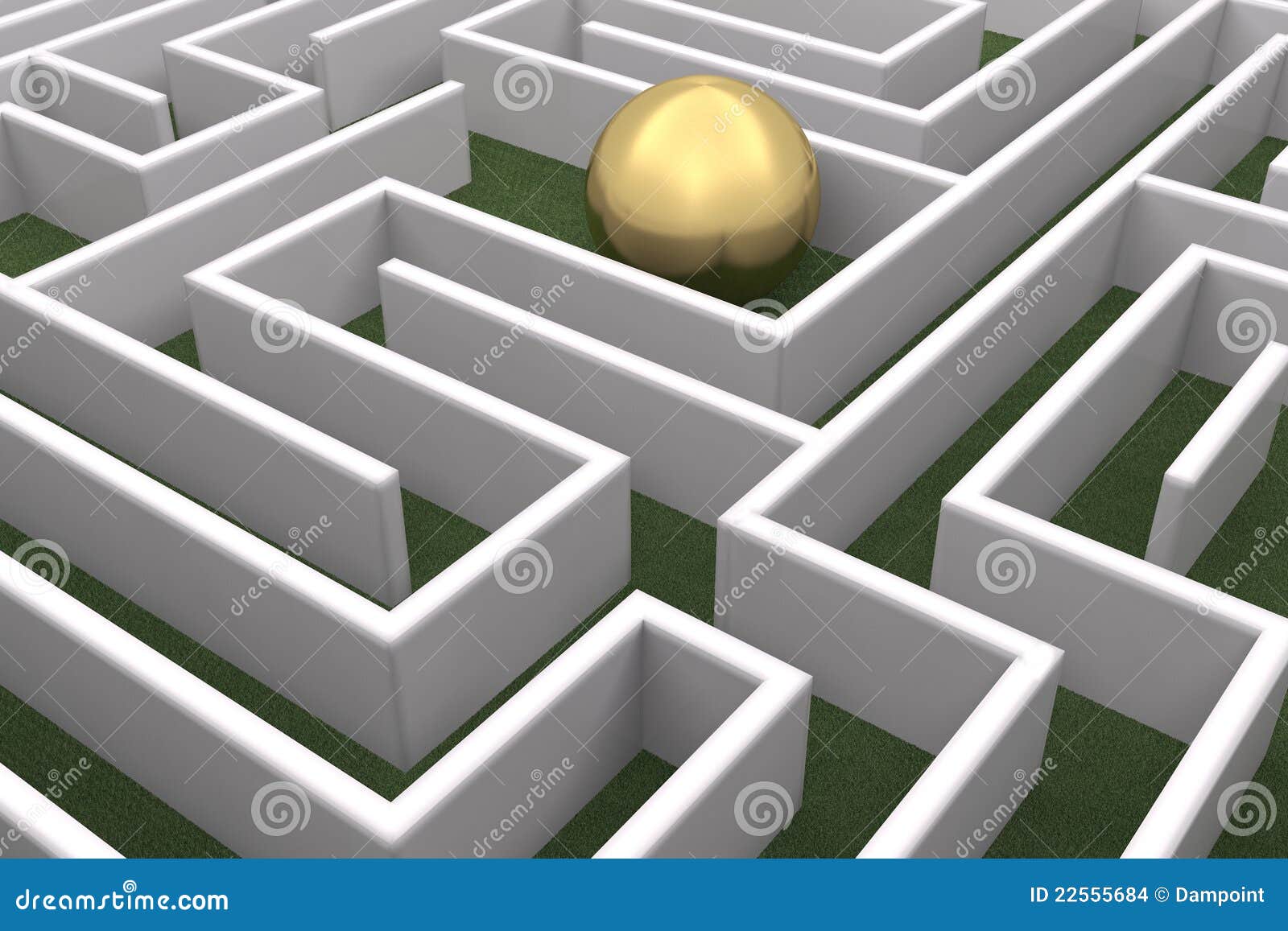Gold Sphere in the Labyrinth Stock Illustration - Illustration of maze ...