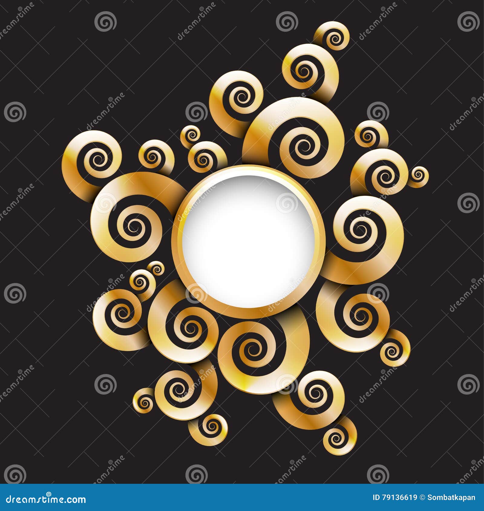 Gold Spirals Circle Banner. Stock Vector - Illustration of brown ...