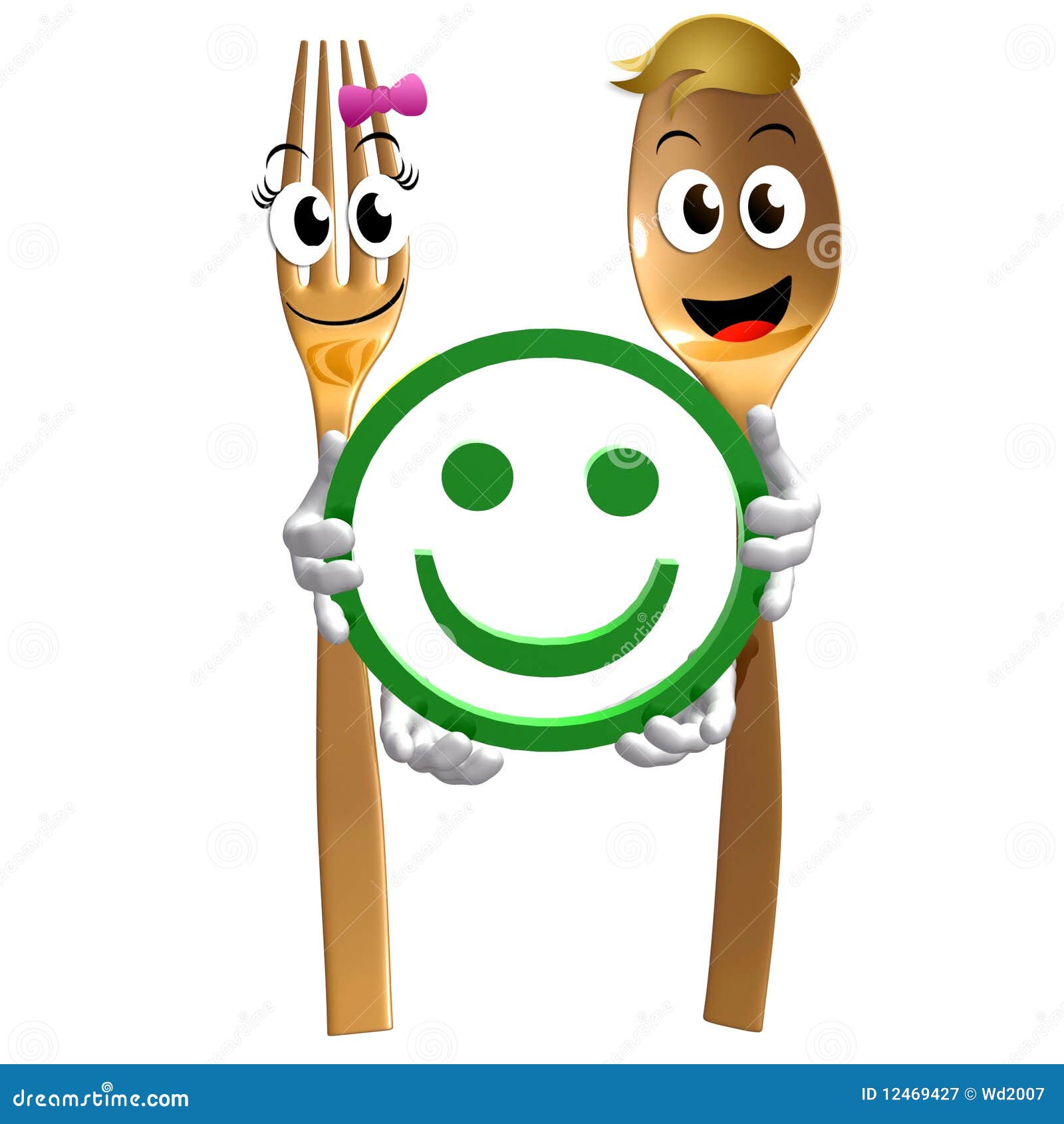 Gold Spoon Fork with Smiley Satisfaction Sign Stock Illustration ...