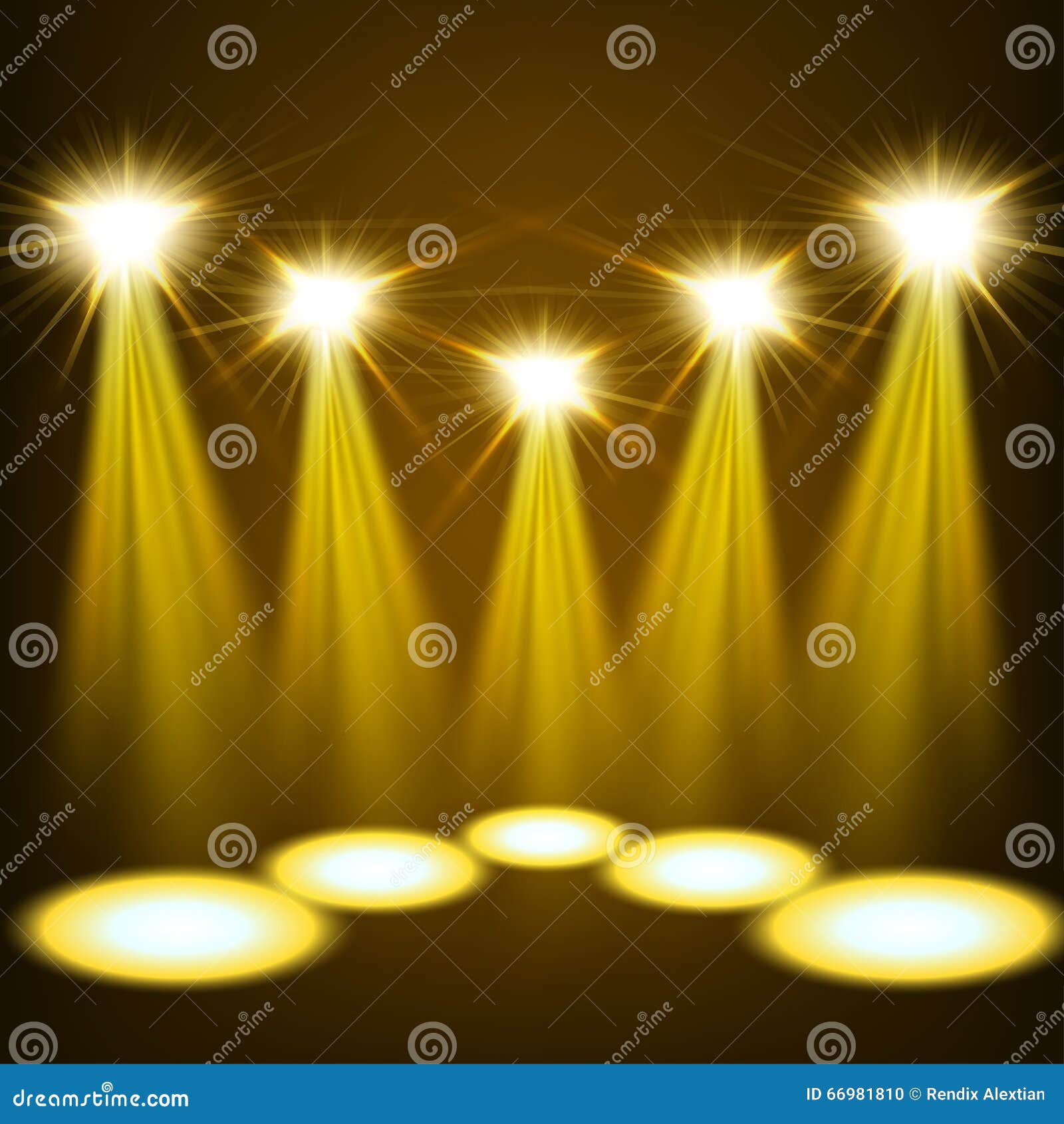 Gold spotlights shining stock vector. Illustration of entertainment ...