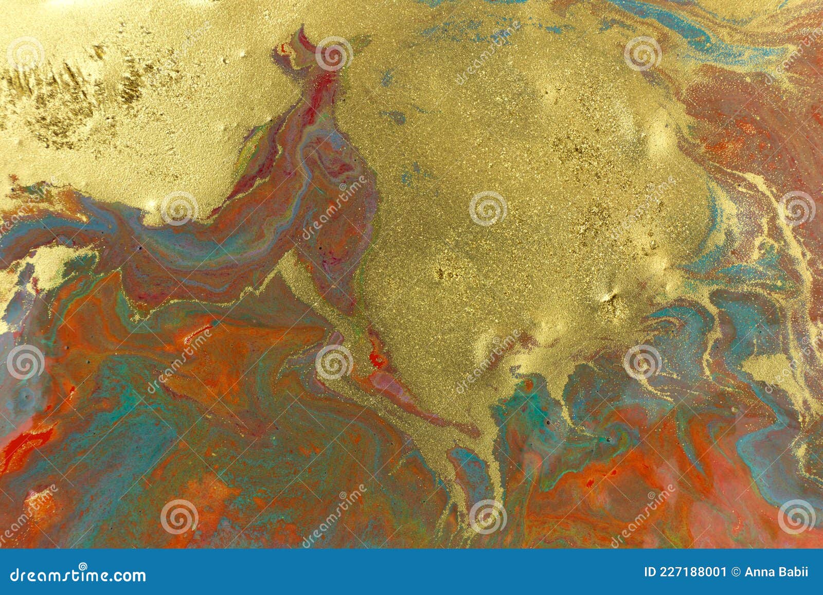 Gold Spots on Red Smudges of Paint. Abstract Pattern. Stock Image ...