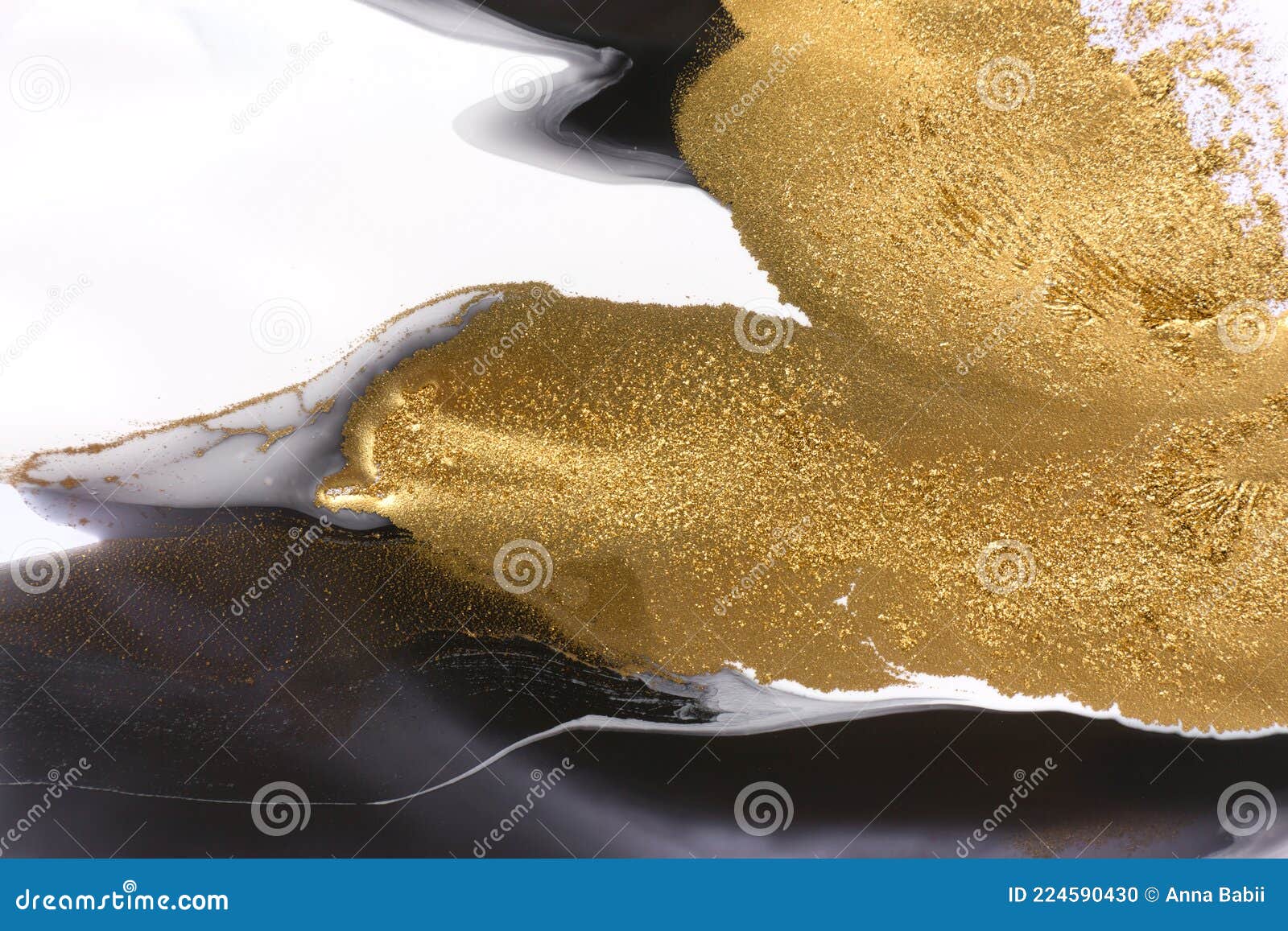 Gold Spots on White and Black Smudges of Paint. Abstract Pattern. Stock ...