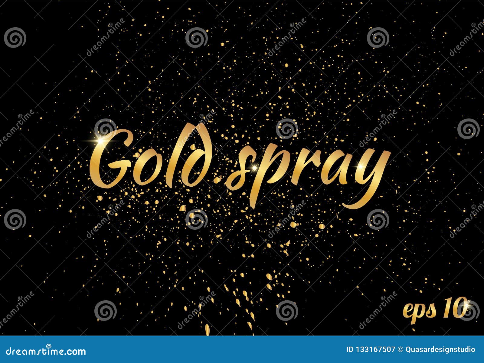 Gold Spray Texture Isolated on Black Background Stock Vector ...