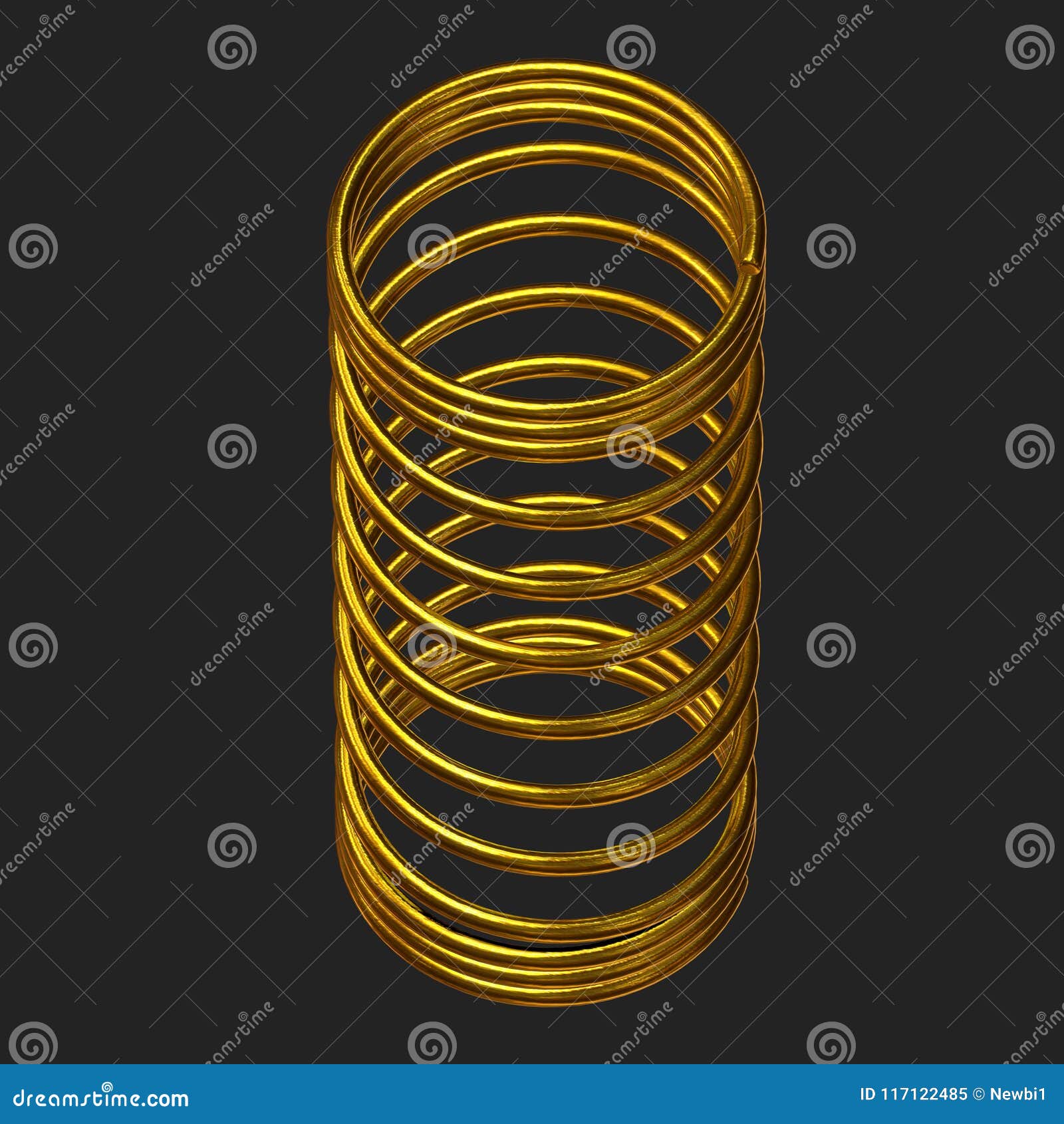 Gold spring 3d stock illustration. Illustration of pressure - 117122485