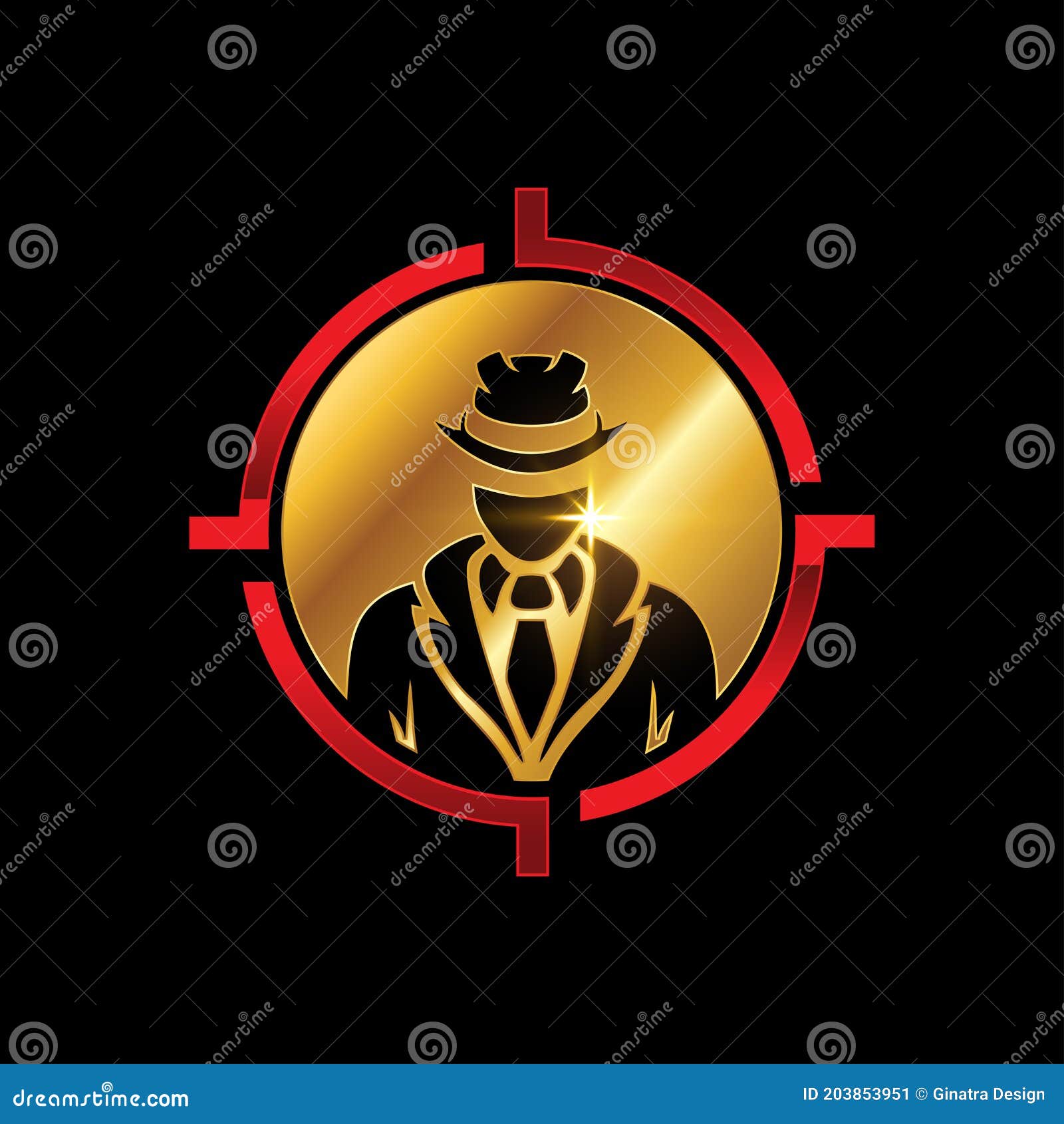 Gold Spy and Red Target Symbol Sign Stock Vector - Illustration of ...