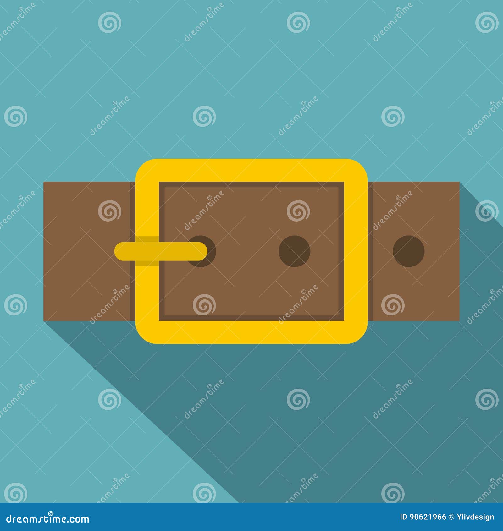 Gold Square Buckle Icon, Flat Style Stock Vector - Illustration of ...