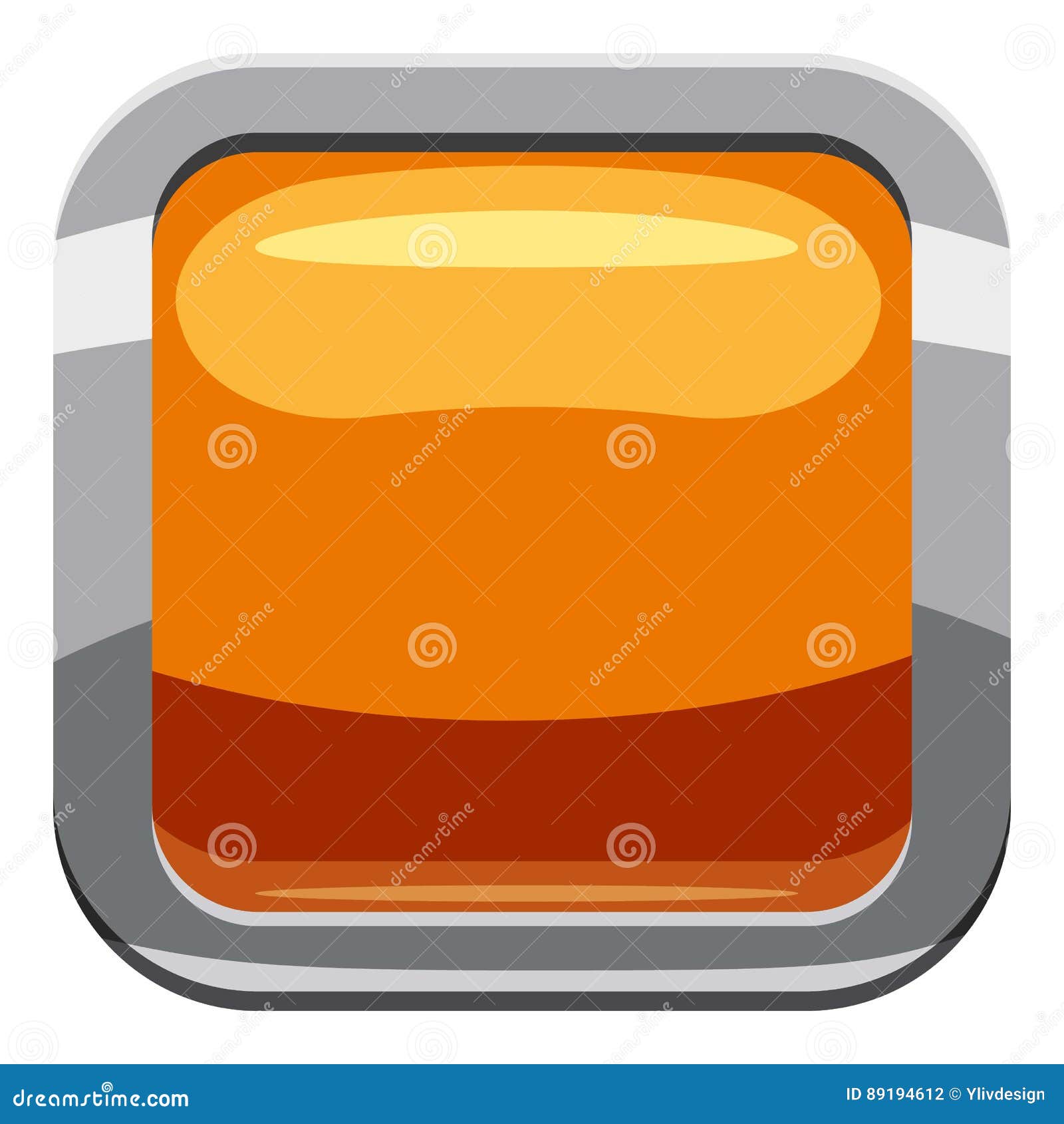 Gold Square Button Icon, Cartoon Style Stock Vector - Illustration of ...