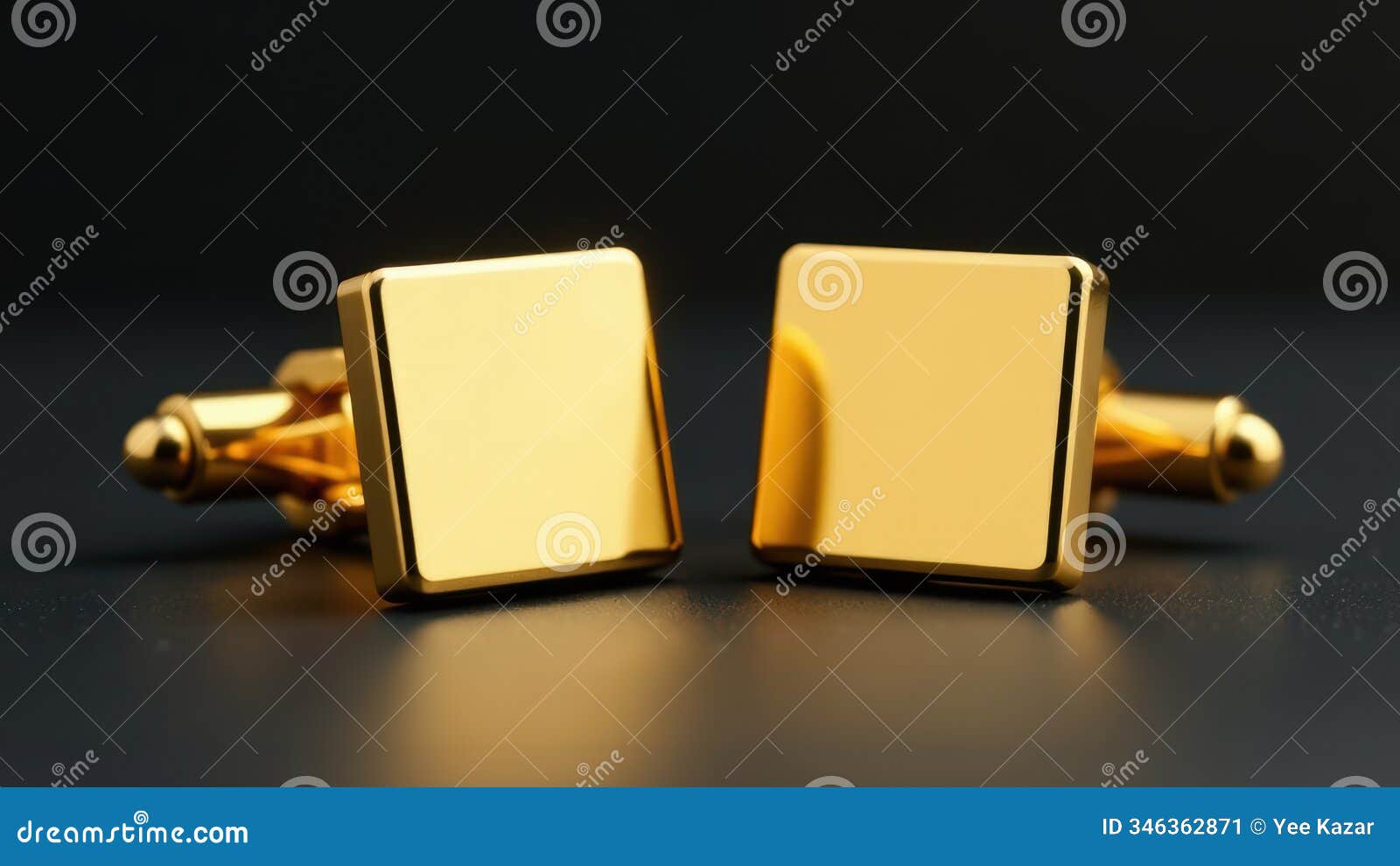 Gold Square Cufflinks on Black Background Stock Illustration ...
