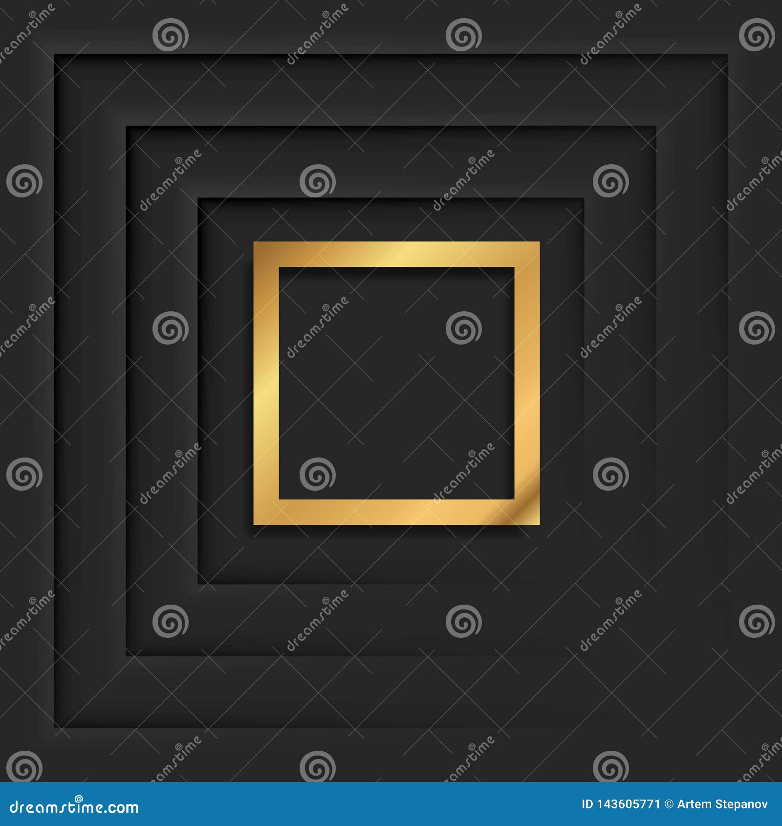 Gold Square Frame Or Golden Luxury Rectangular Border Cartoon Vector ...