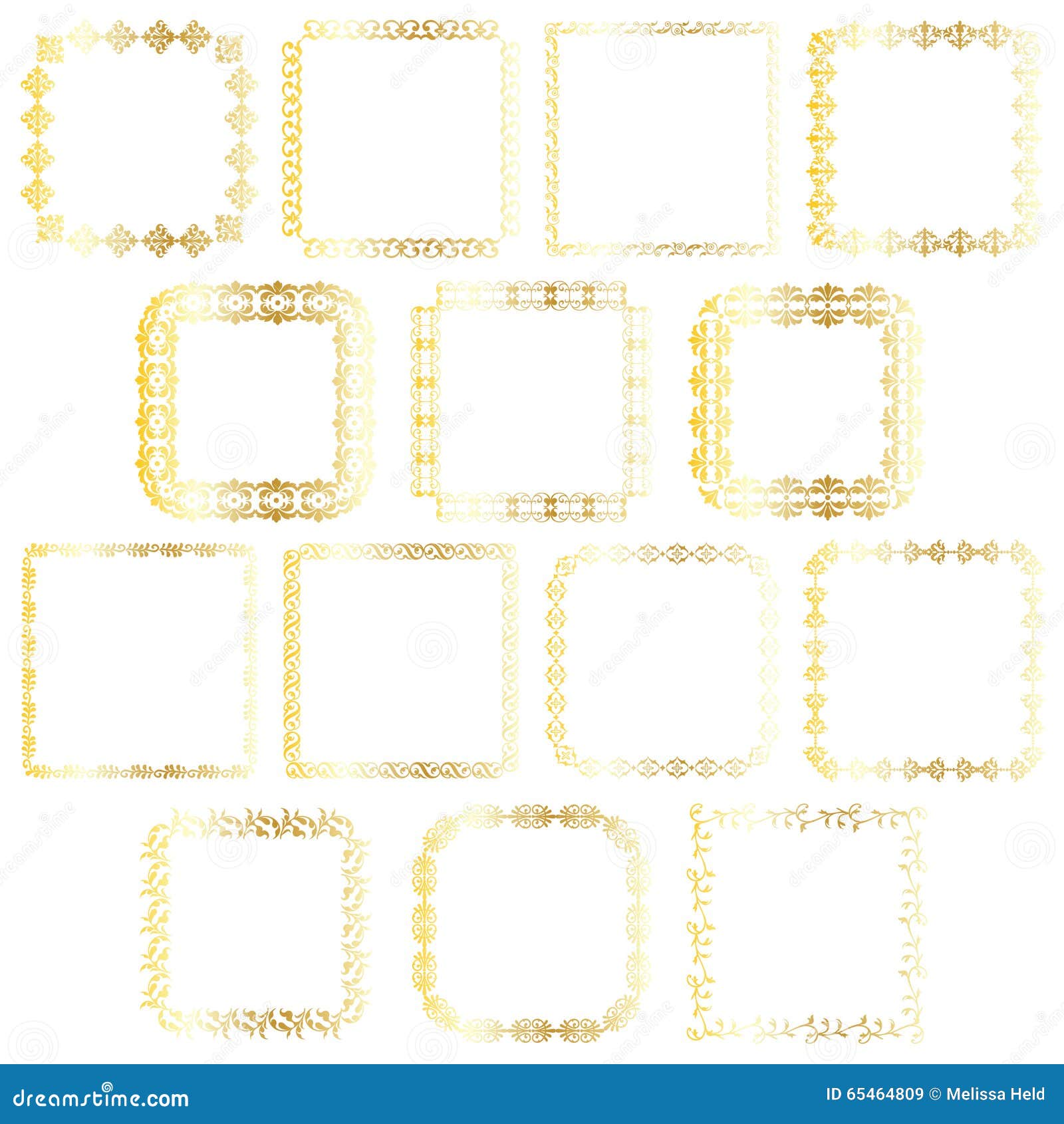 Gold square frames stock illustration. Illustration of gold - 65464809