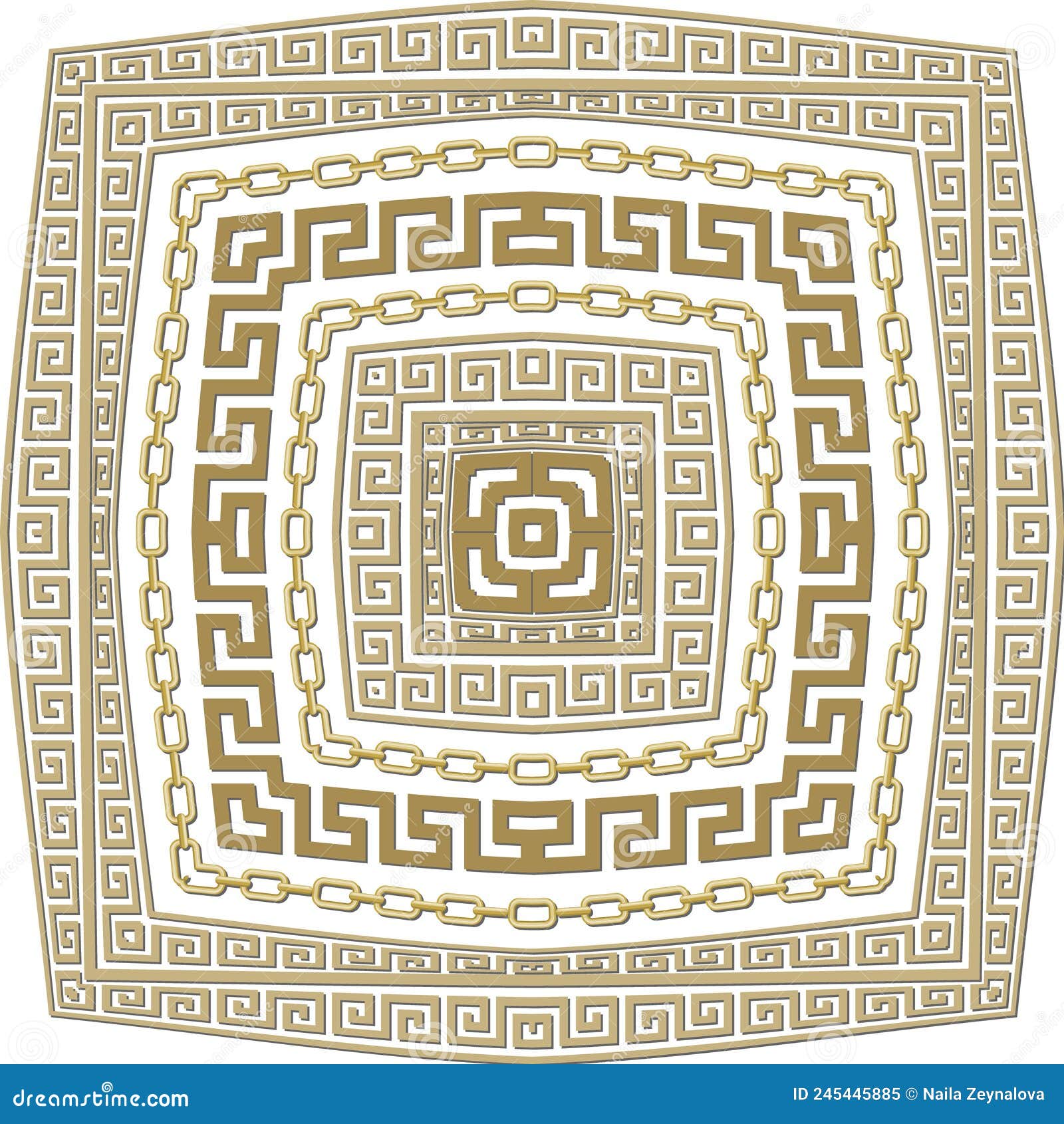 Gold Square Frames Seamless Pattern. Greek Background. Elegant Repeat ...