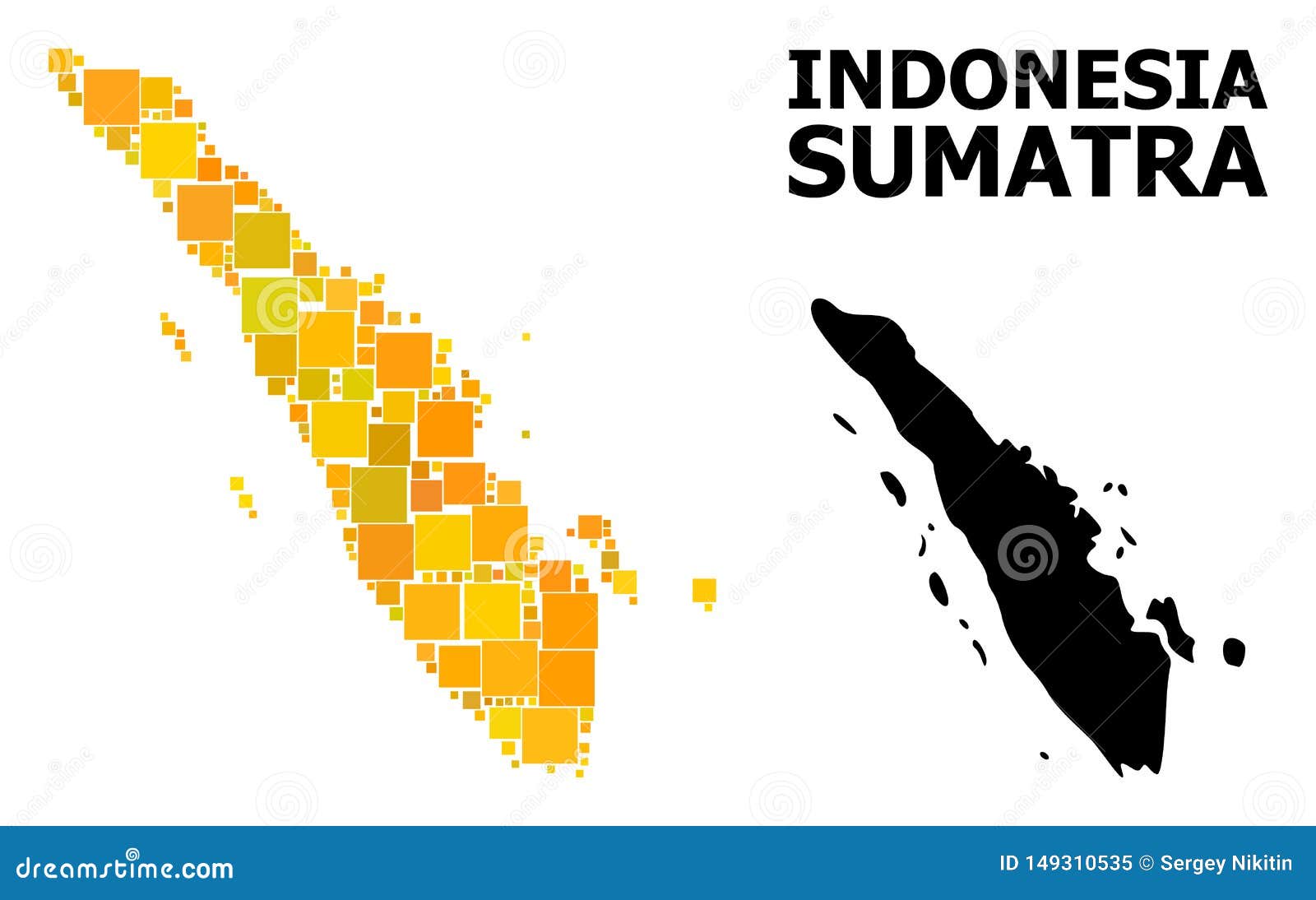 Gold Square Mosaic Map of Sumatra Island Stock Illustration ...