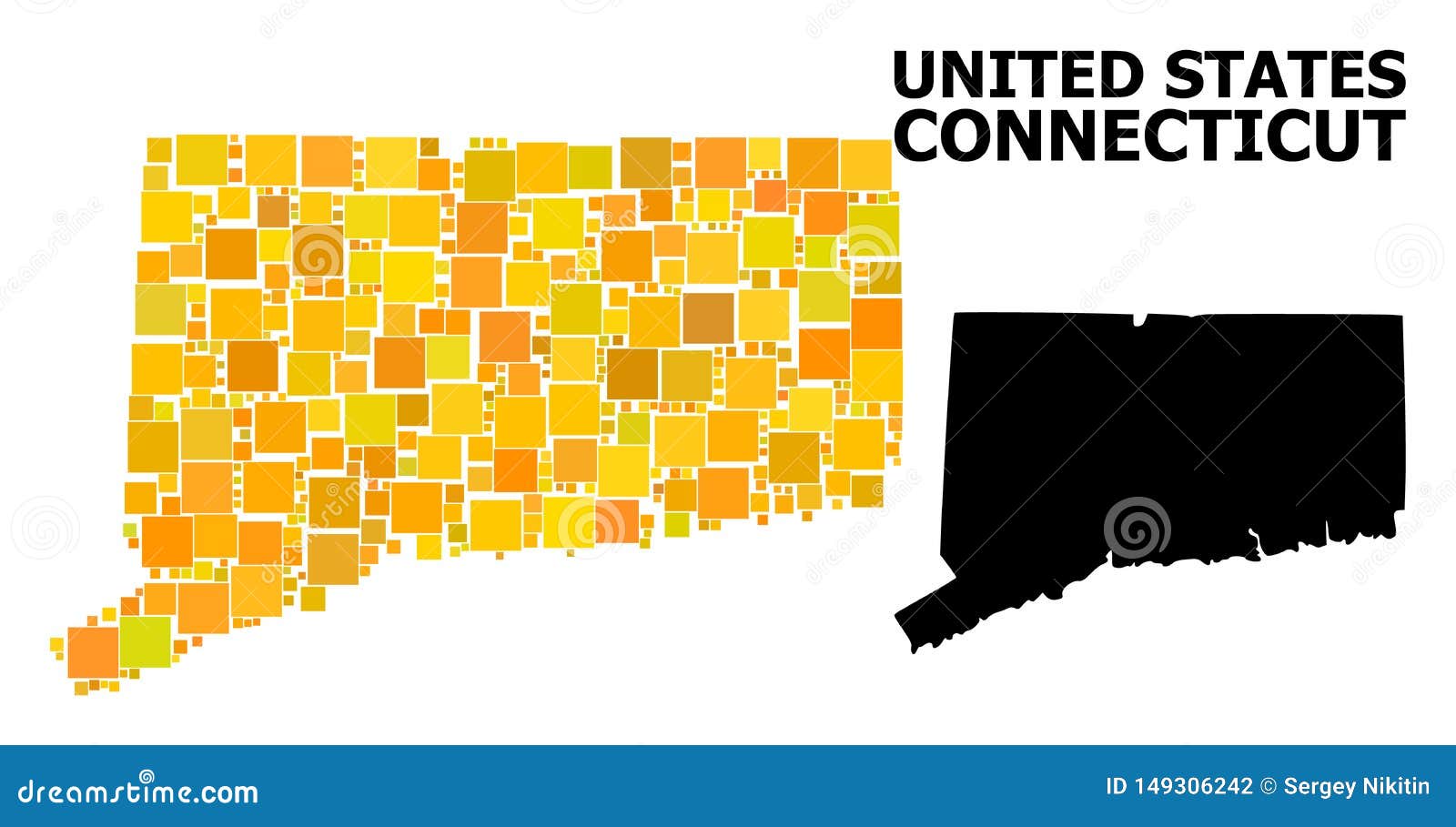 Gold Square Pattern Map of Connecticut State Stock Illustration ...