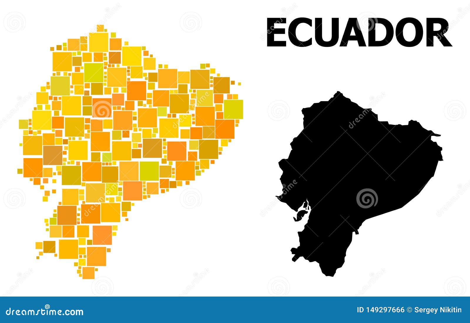 Gold Square Pattern Map of Ecuador Stock Illustration - Illustration of ...