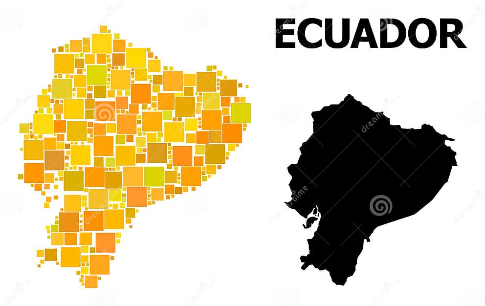Gold Square Pattern Map of Ecuador Stock Illustration - Illustration of ...