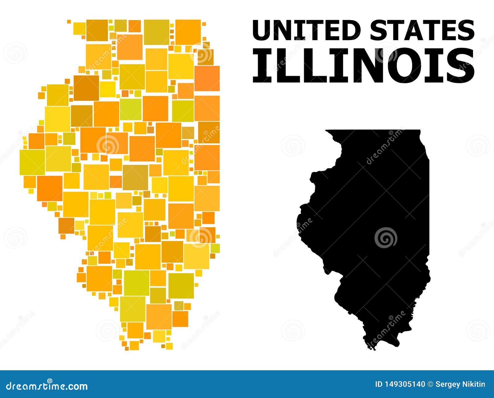 Gold Square Pattern Map of Illinois State Stock Illustration ...