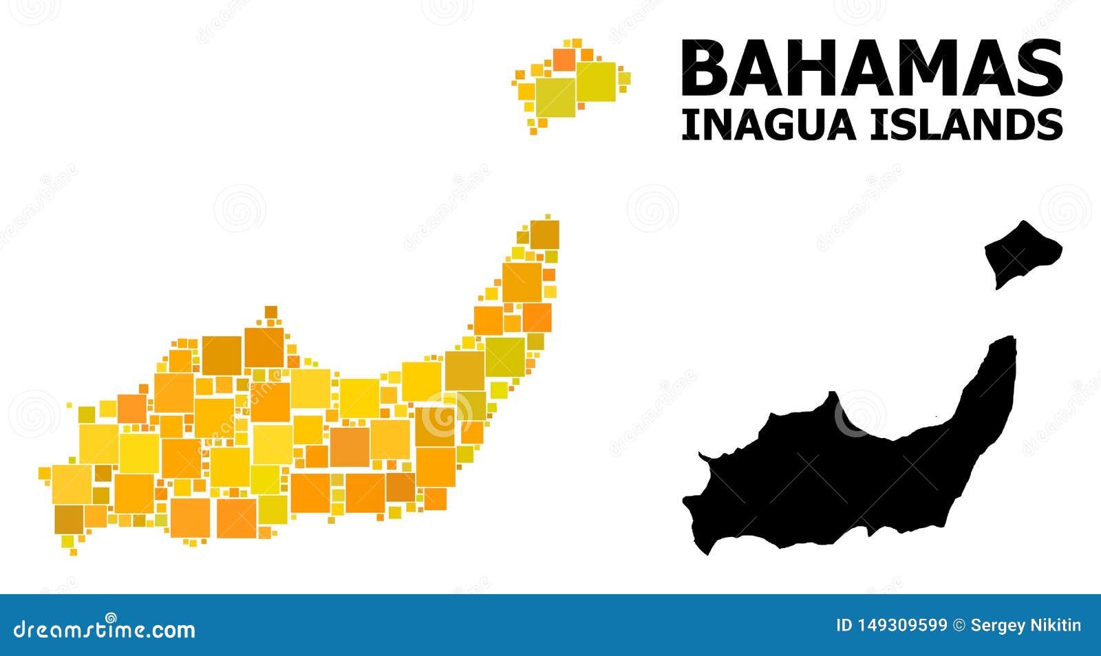 Gold Square Pattern Map of Inagua Islands Stock Illustration ...