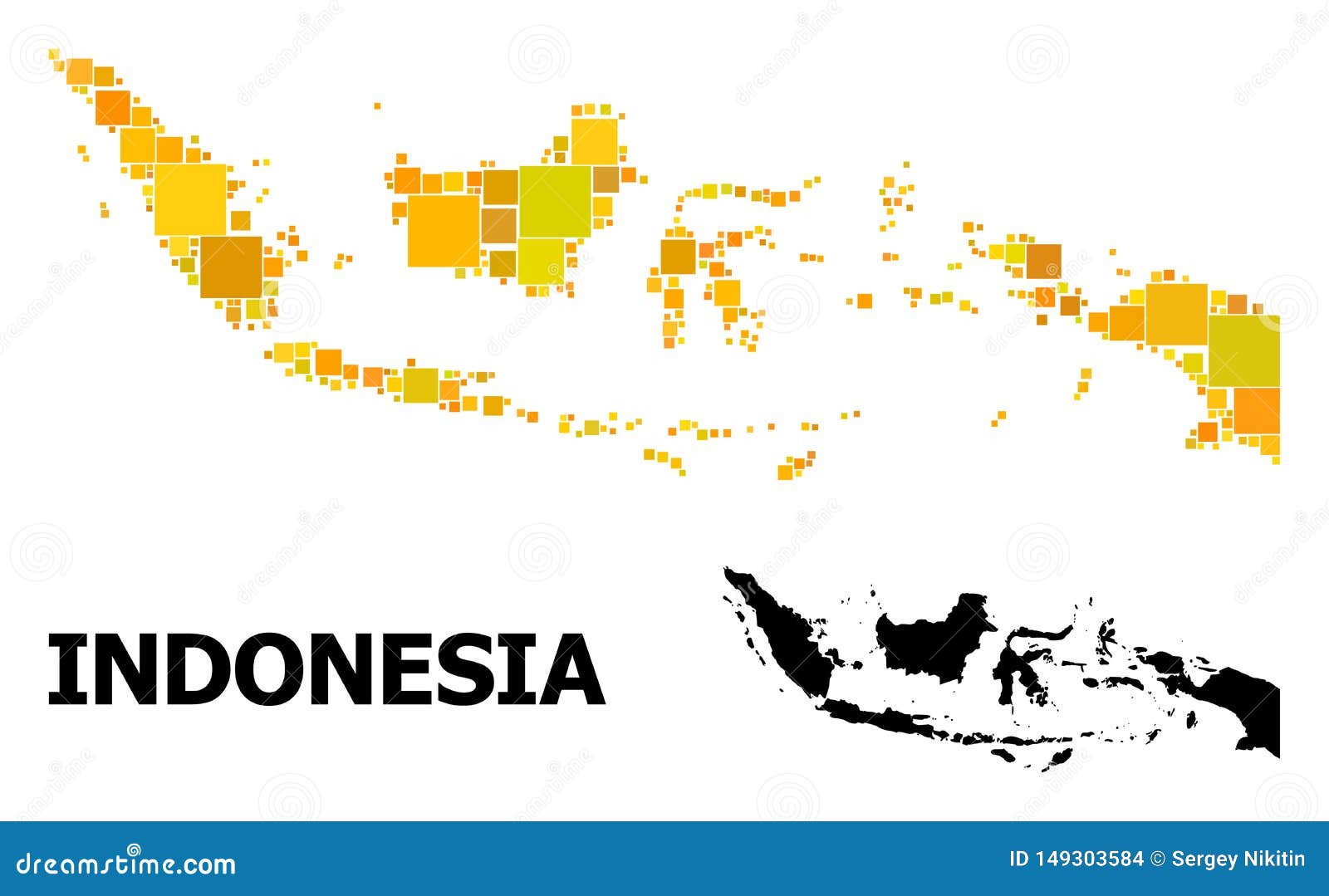 Gold Square Pattern Map of Indonesia Stock Illustration - Illustration ...