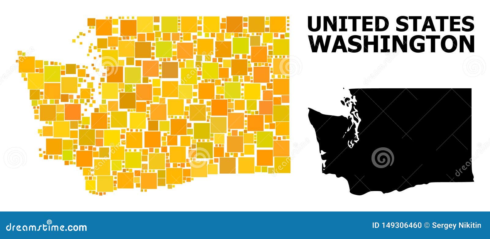 Gold Square Pattern Map of Washington State Stock Illustration ...