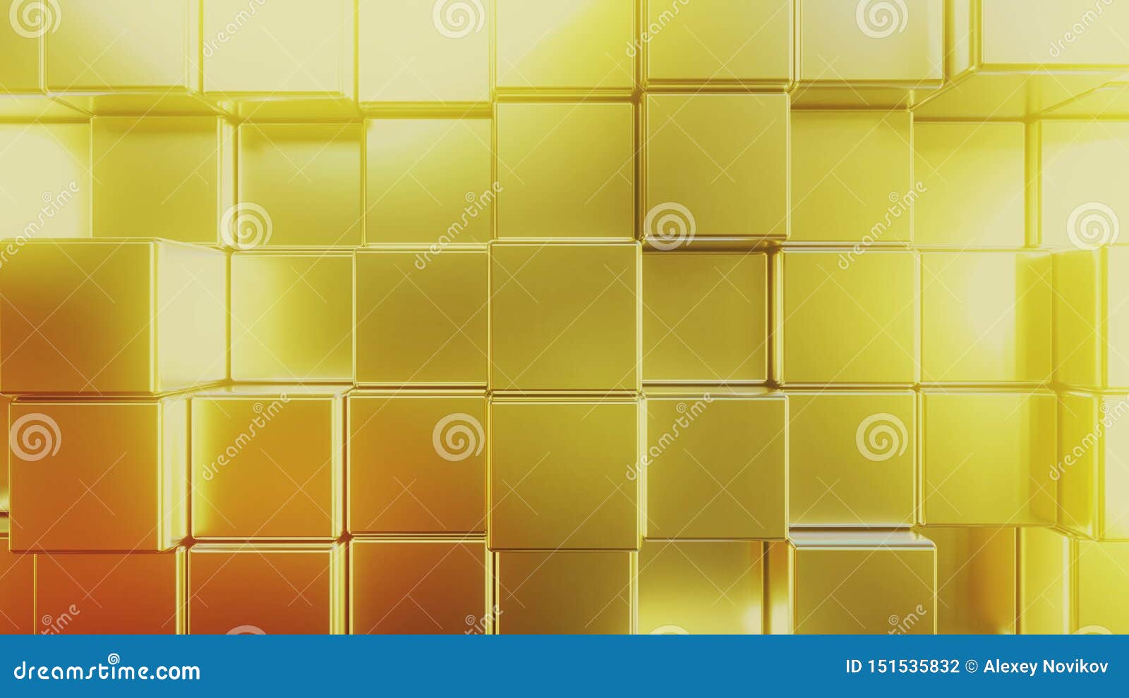 Golden Square Tiles. Abstract 3D Rendering Stock Illustration ...