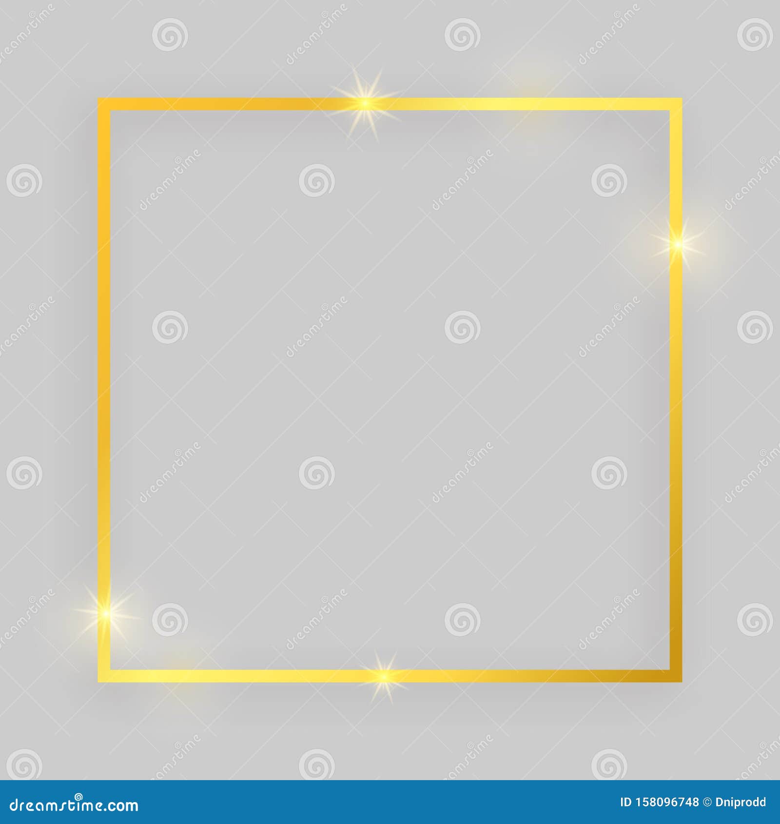Gold Square Shiny Frame with Glowing Effects Stock Vector ...