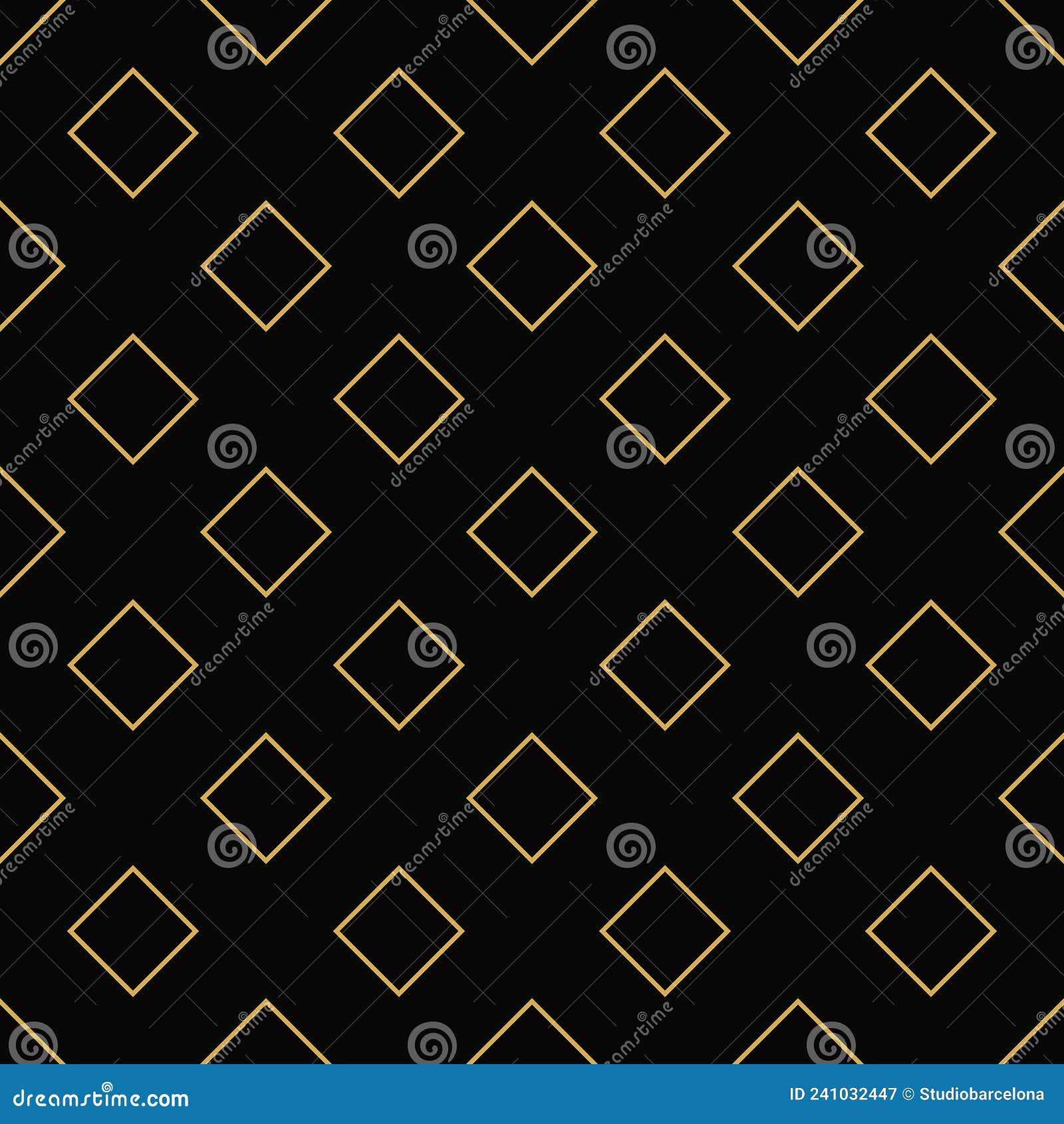 Gold Squares on Black Background Seamless Geometric Pattern Stock ...