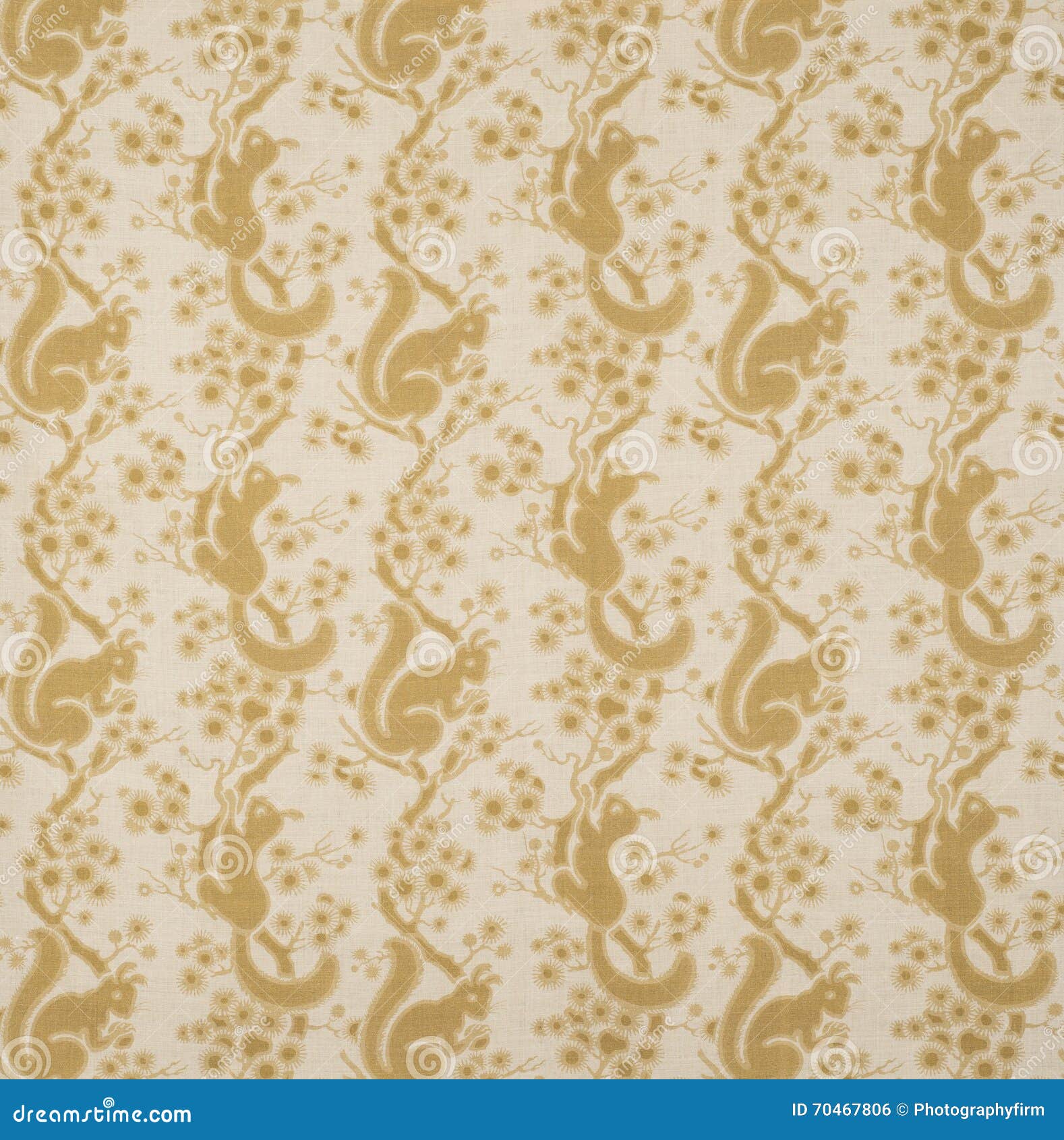 Gold Squirrels on Tree Branch Pattern Wallpaper Swatch Stock Photo ...