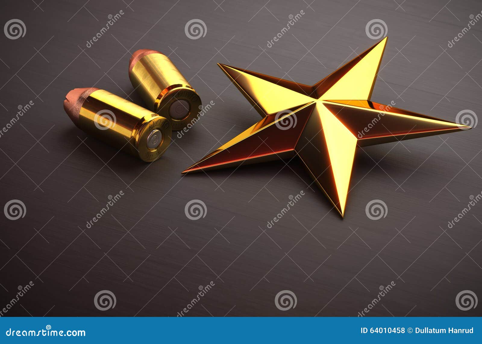 Gold star and ammunition stock photo. Image of ammo, danger - 64010458
