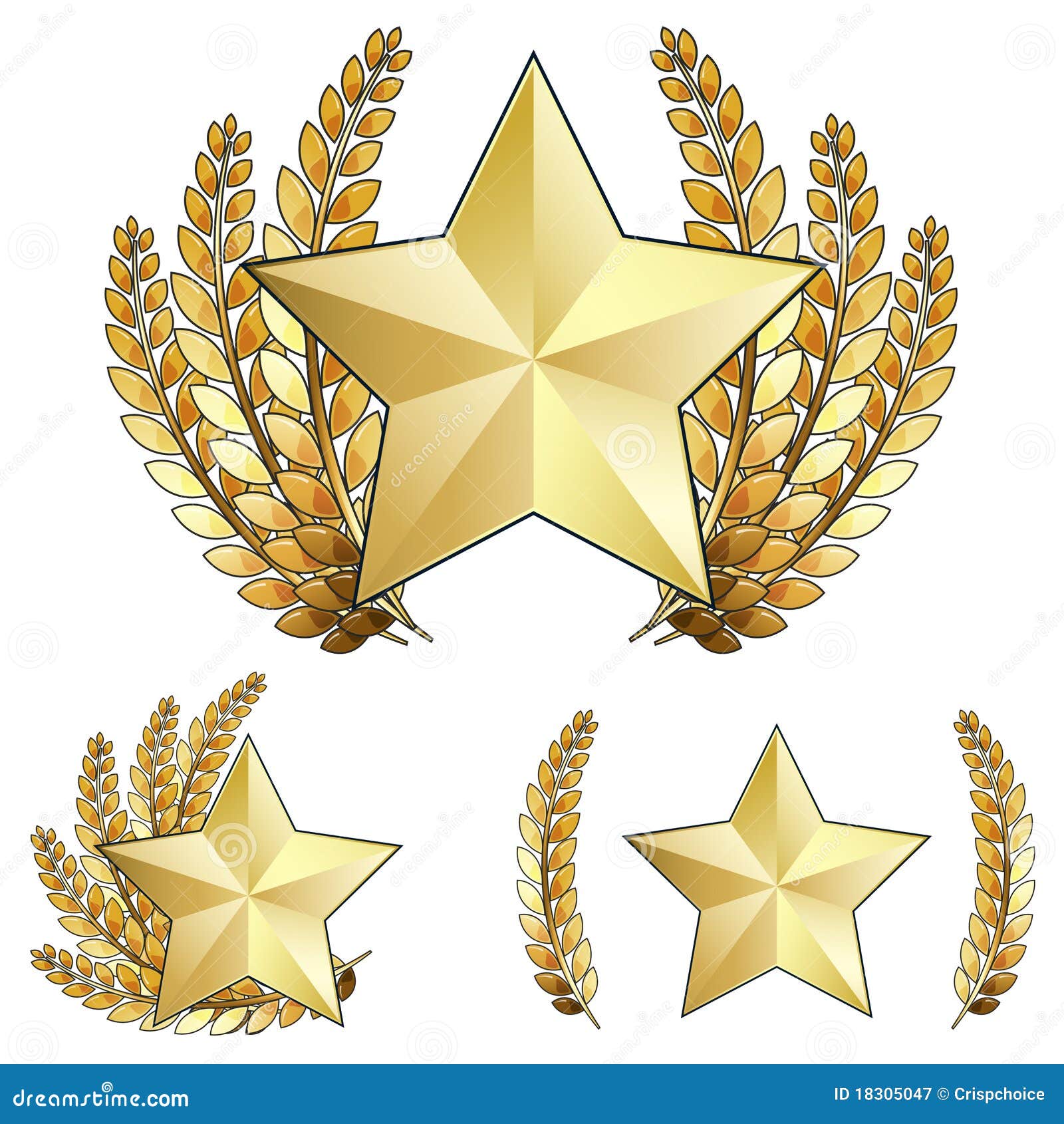 Gold Star Award with Laurel Wreath Stock Vector - Illustration of ...