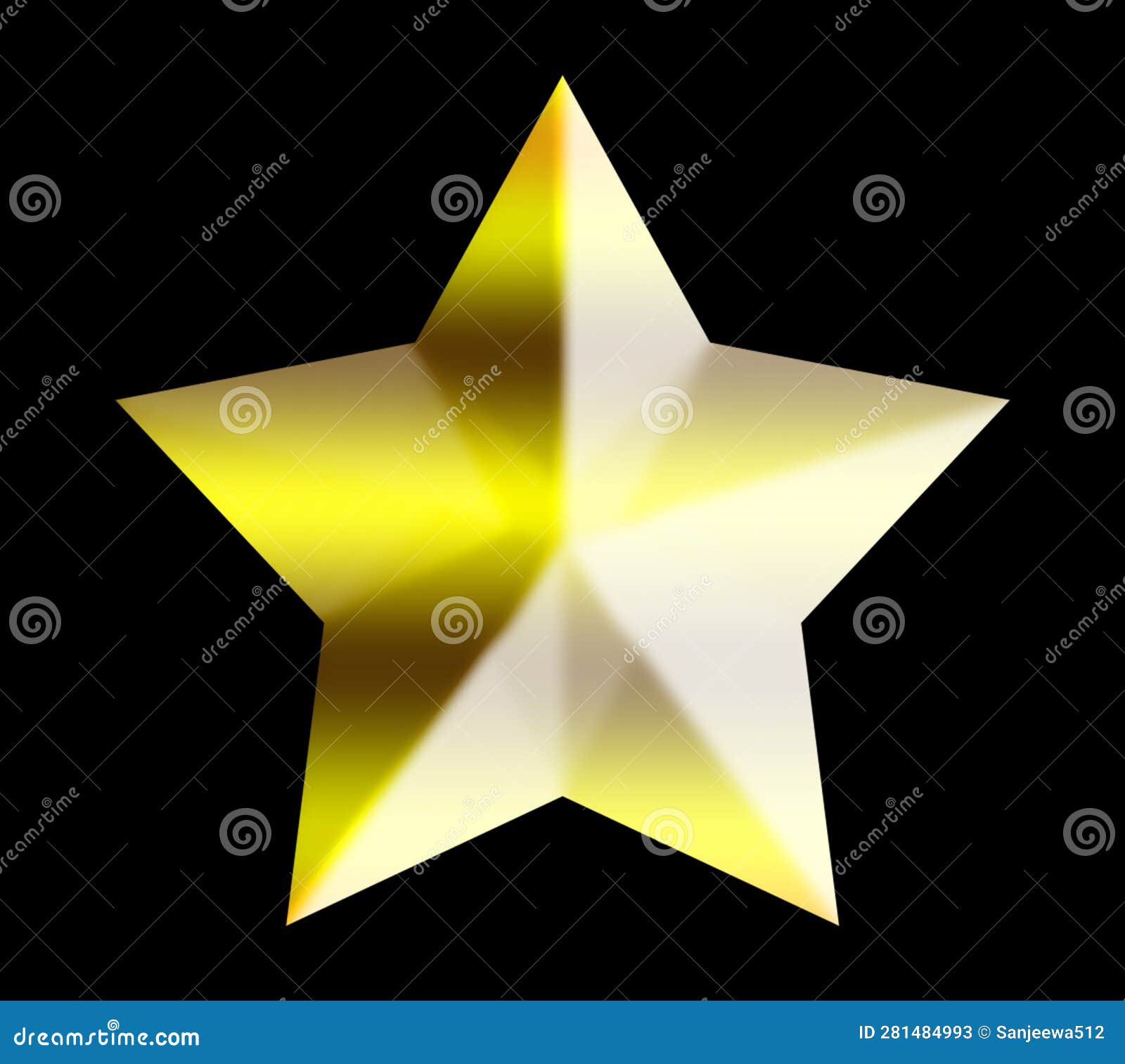 Gold Star on a Black Background. 3d Rendering. Computer Digital Drawing ...