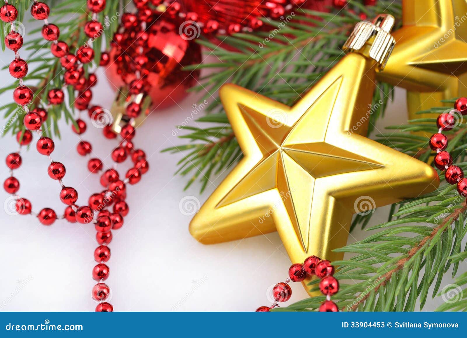 Gold Star and Christmas Decorations Stock Image - Image of beautiful ...