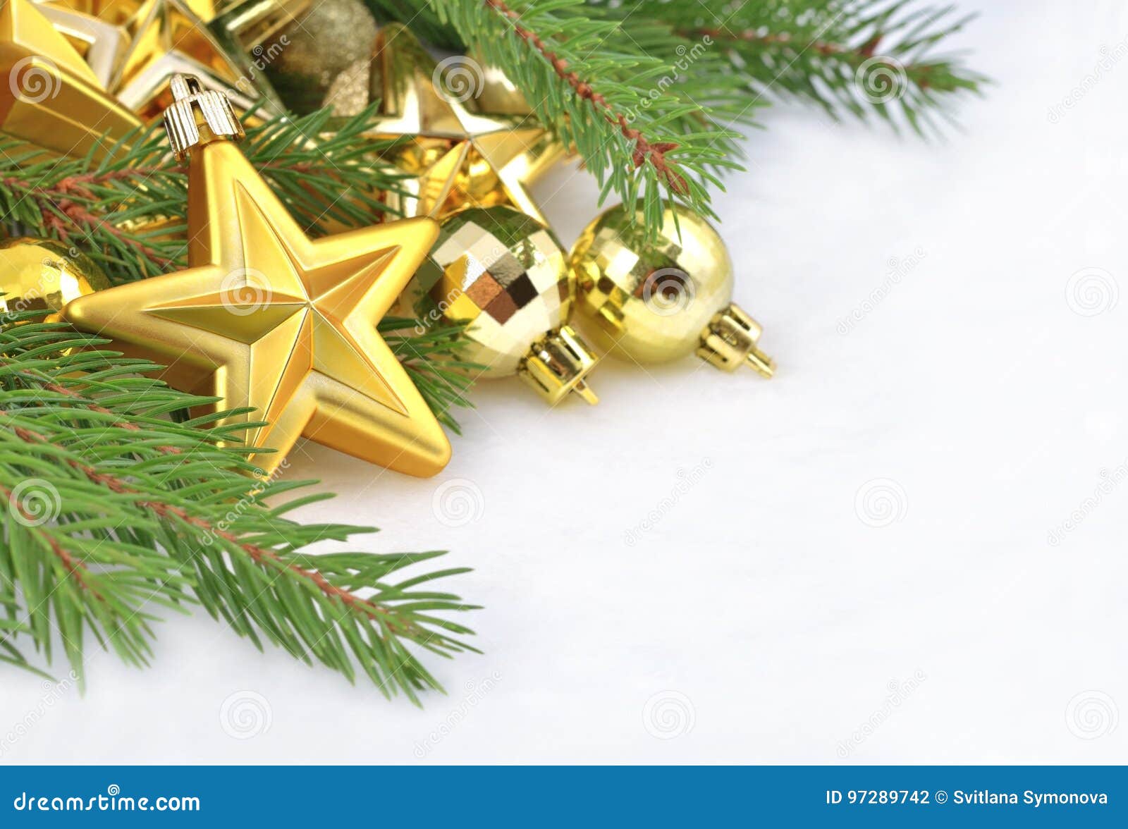 Gold Star and Christmas Decorations Stock Photo - Image of cheerful ...